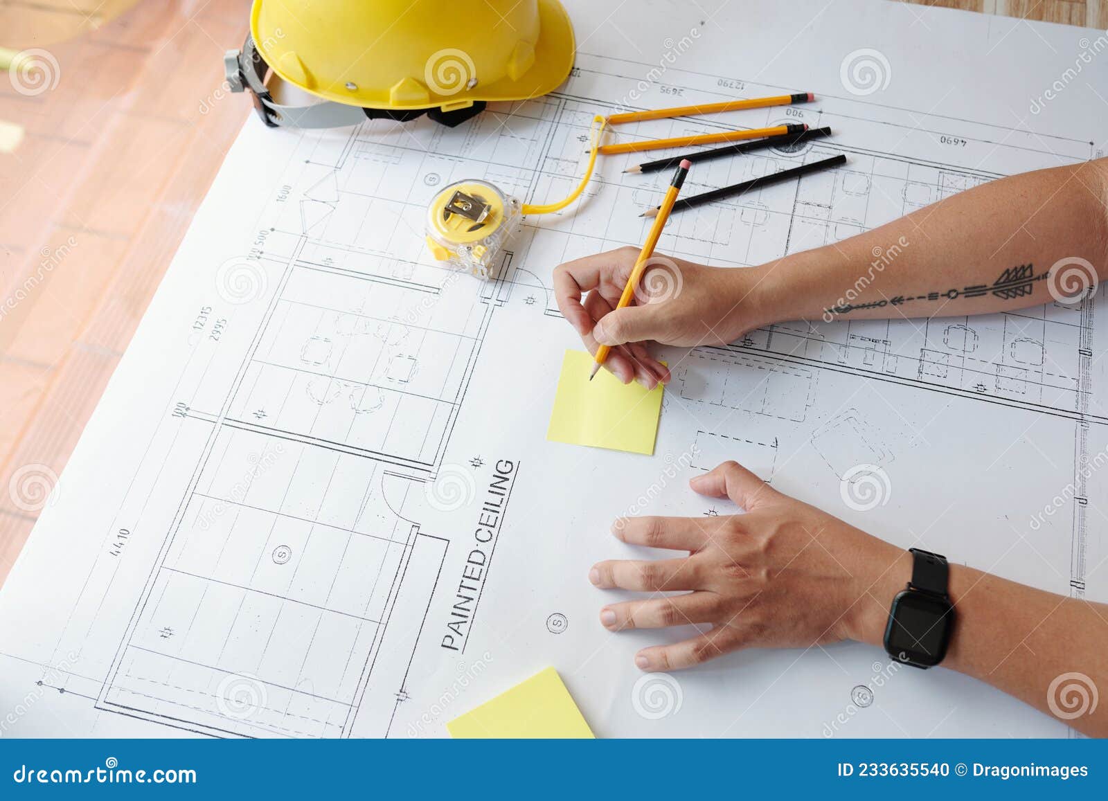 Civil Engineer Working on Plan Stock Photo - Image of engineering ...