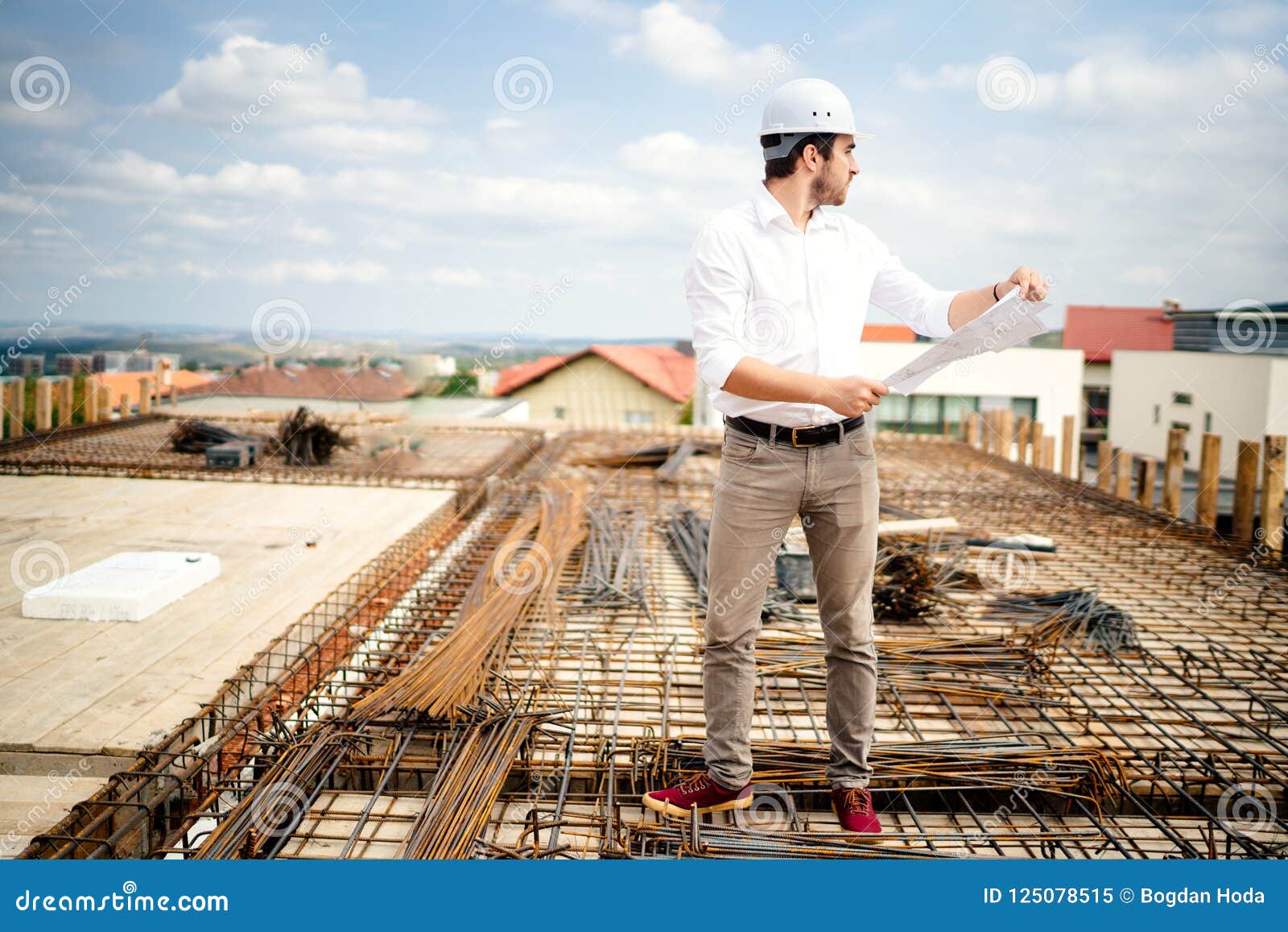 Civil Engineer Working on Construction Site. Architect and Construction ... Civil Engineer Working on Construction Site. Architect and Construction ...