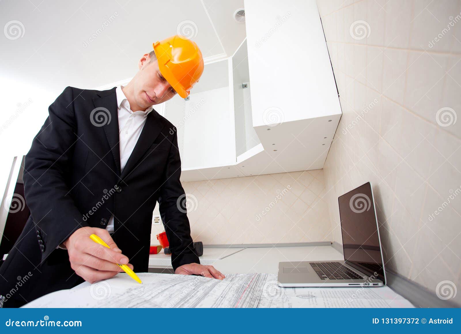 Civil Engineer Working with Documents Stock Photo - Image of structure ...
