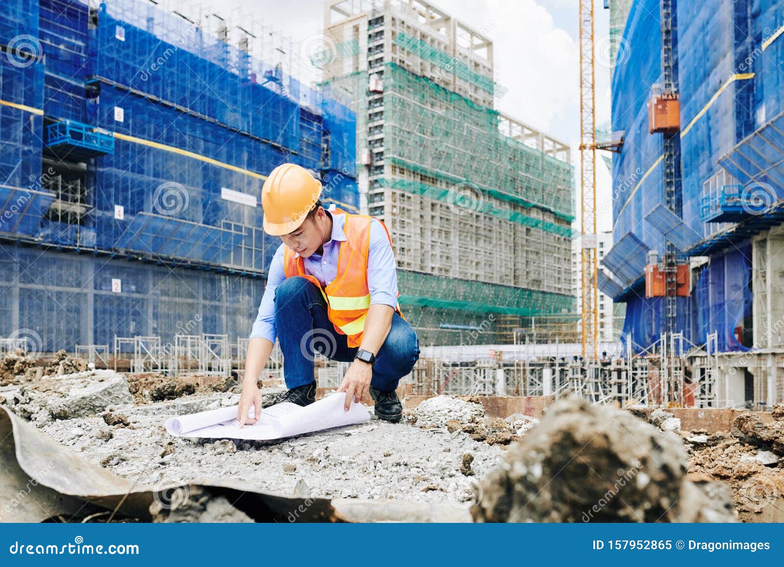 Civil Engineer Working Outdoors at Constrution Site Stock Image - Image ...