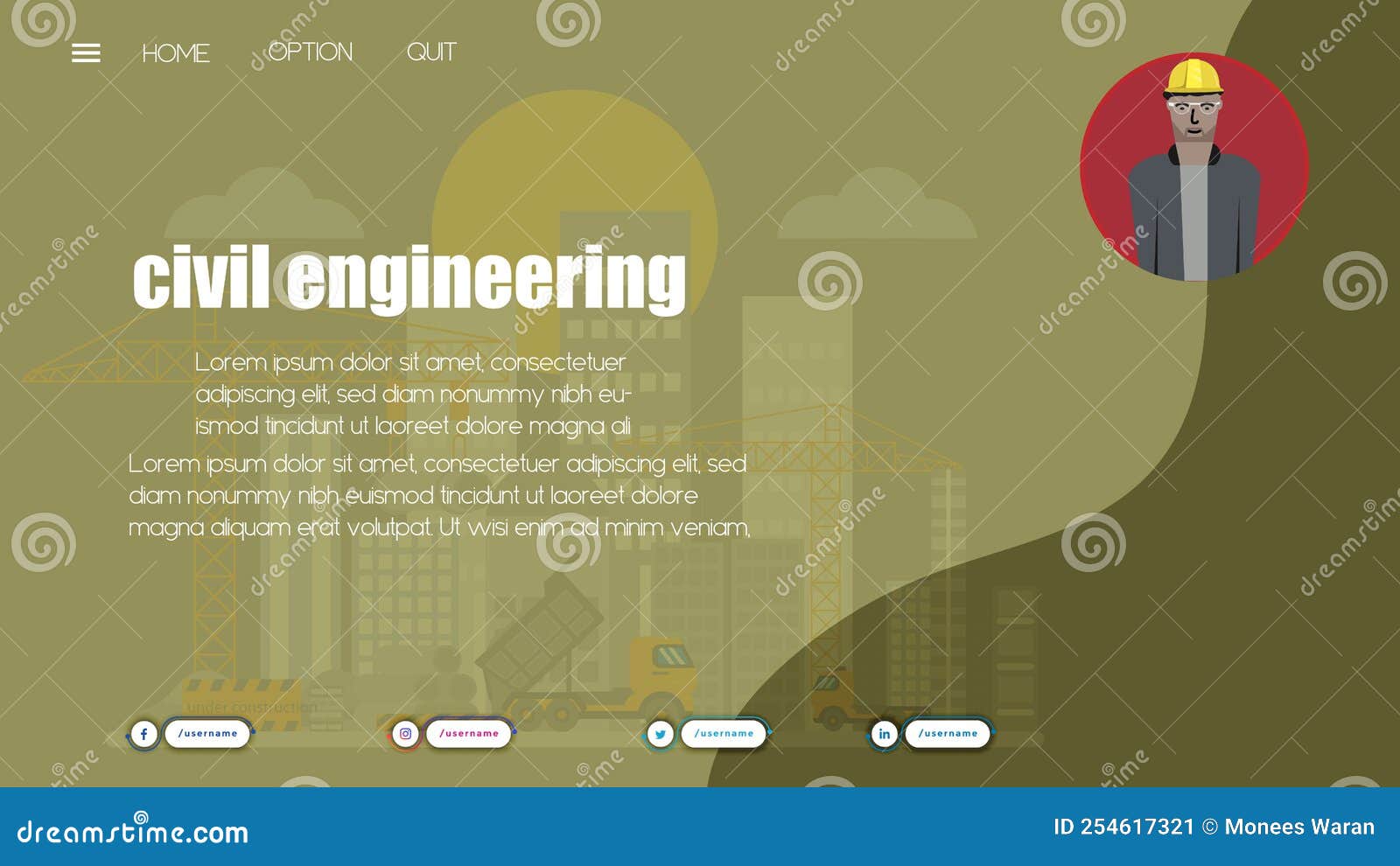 Civil Engineering Department Web Page Design with Typography and Design ...