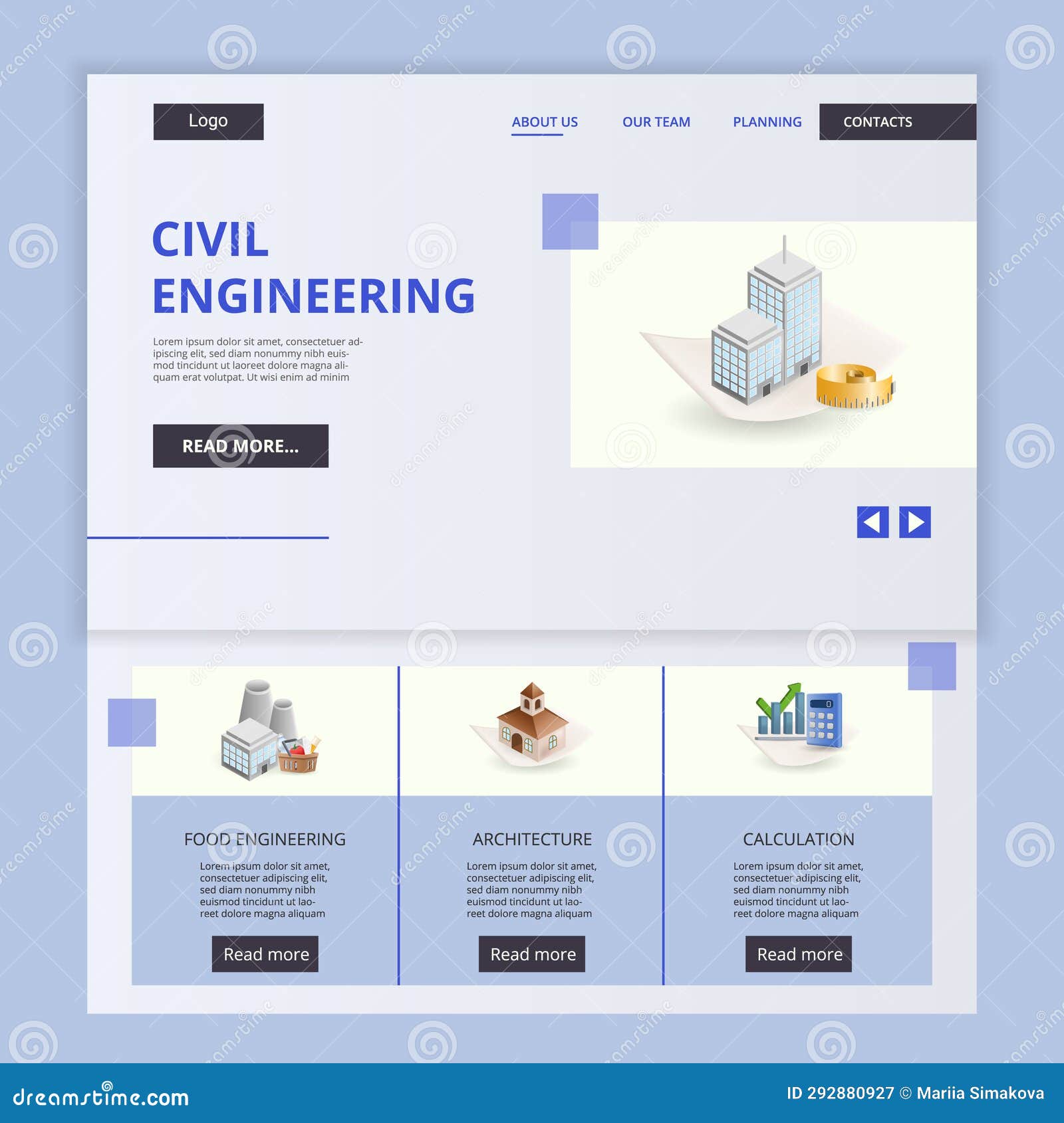 Civil Engineering Flat Landing Page Website Template. Food Engineering ...