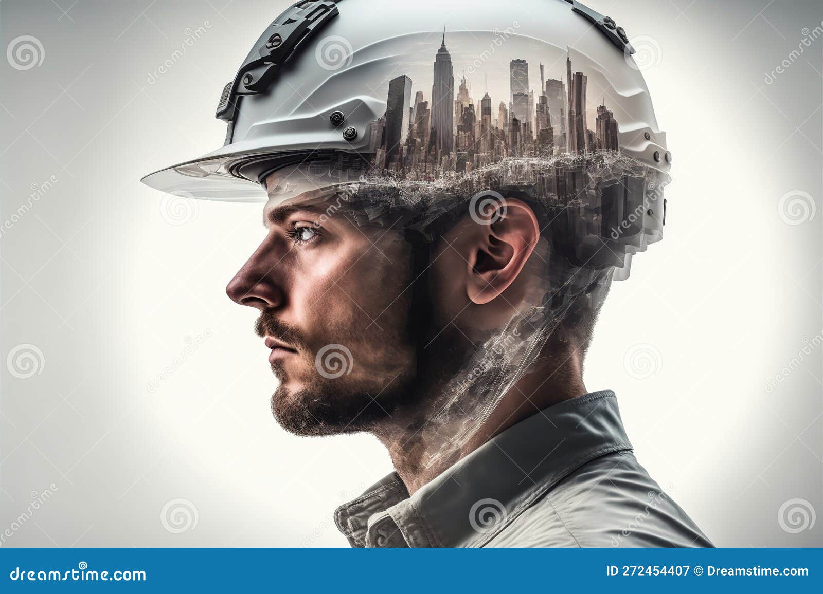 Civil Engineering Portrait Engineer Wearing Helmet with Wondrous Double ...