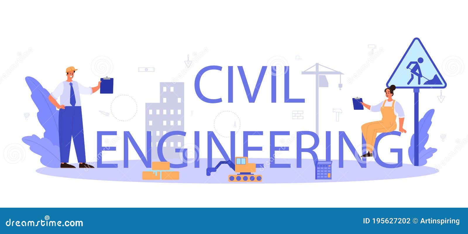 Civil Engineering Typographic Header. Main Engineer Leading at ...