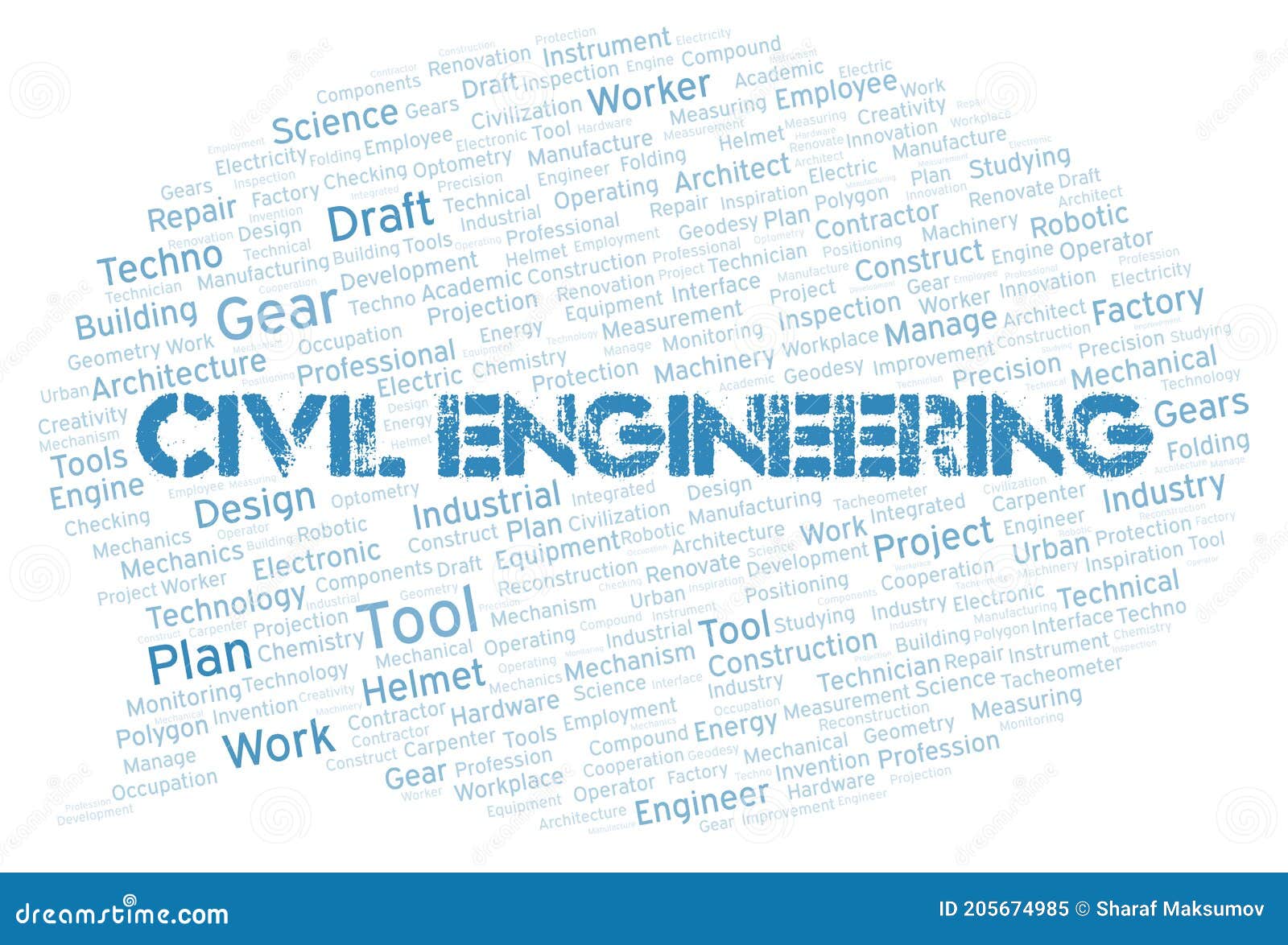 Civil Engineering Typography Word Cloud Create with the Text only Stock ...