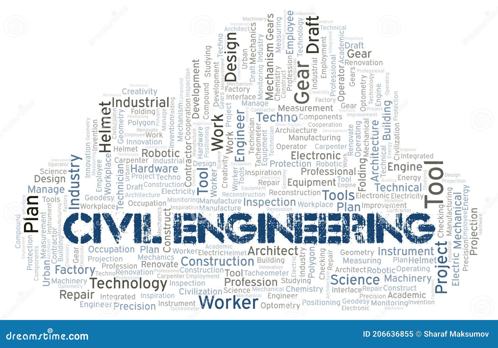 Civil Engineering Typography Word Cloud Create with the Text only Stock ...