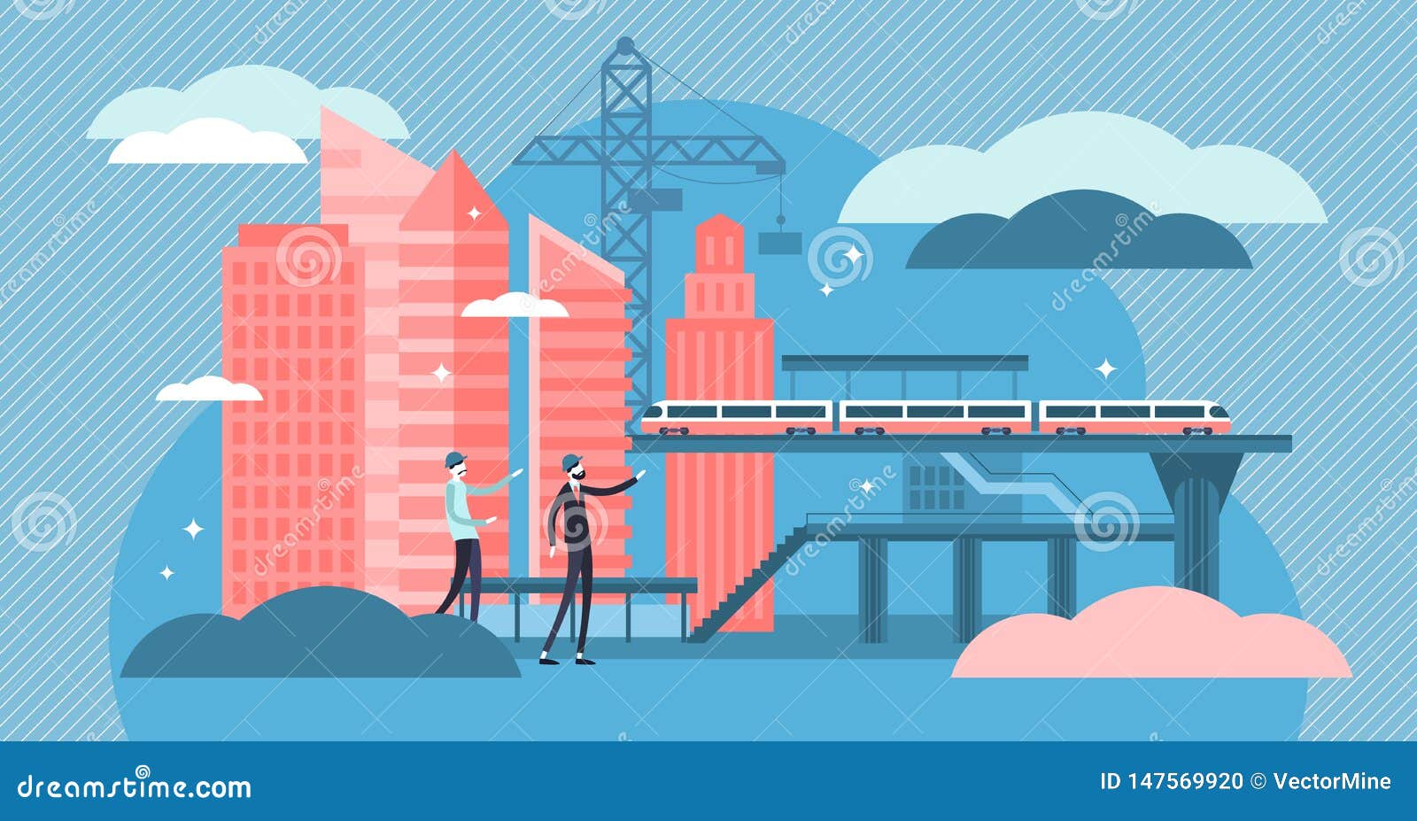 Civil Engineering Vector Illustration. Tiny Construction Job Person ...