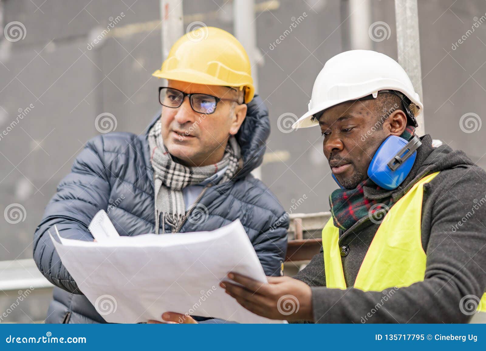 Civil Engineers Working on Construction Site Stock Image - Image of ...