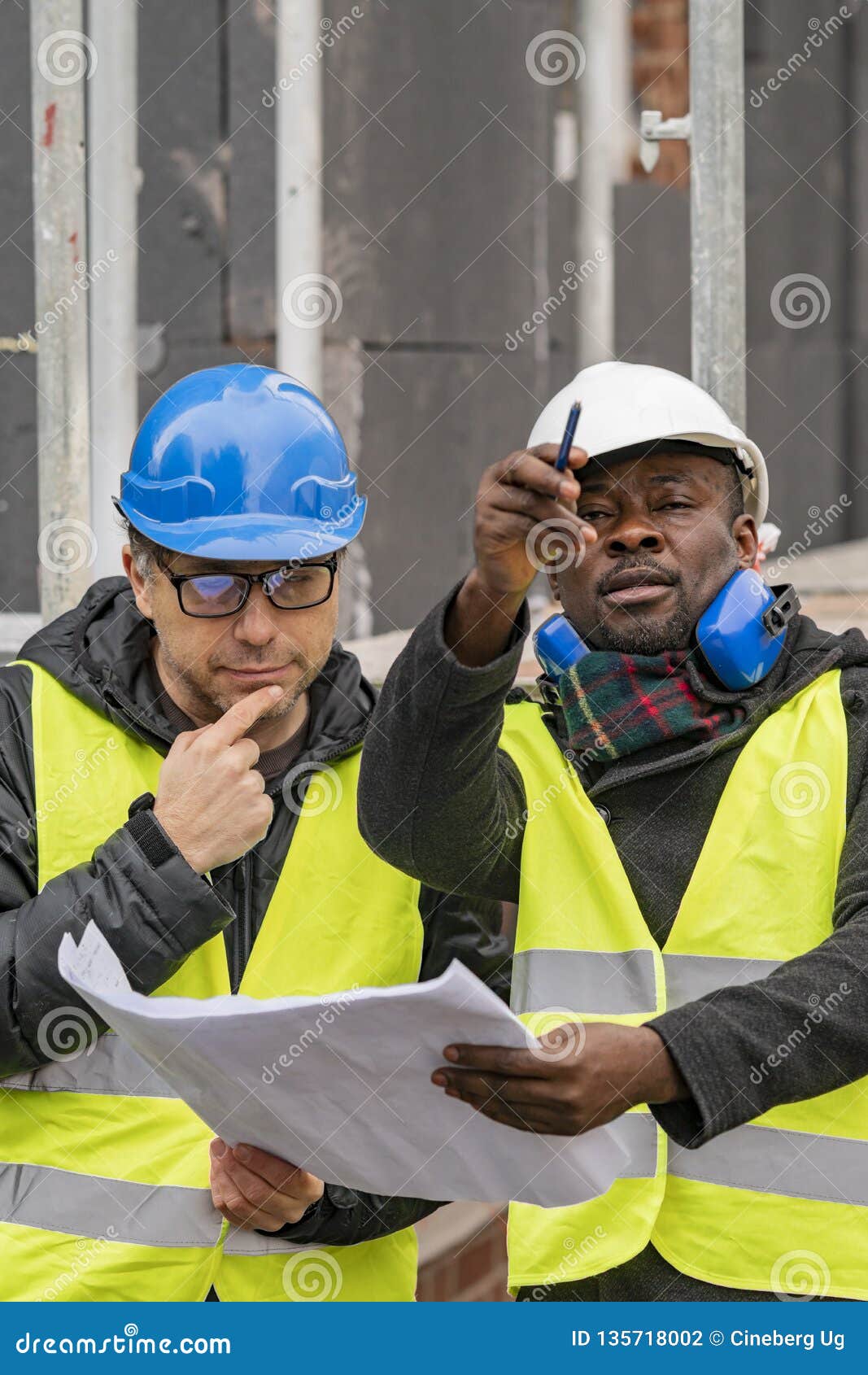 Civil Engineers Working on Construction Site Stock Photo - Image of ...