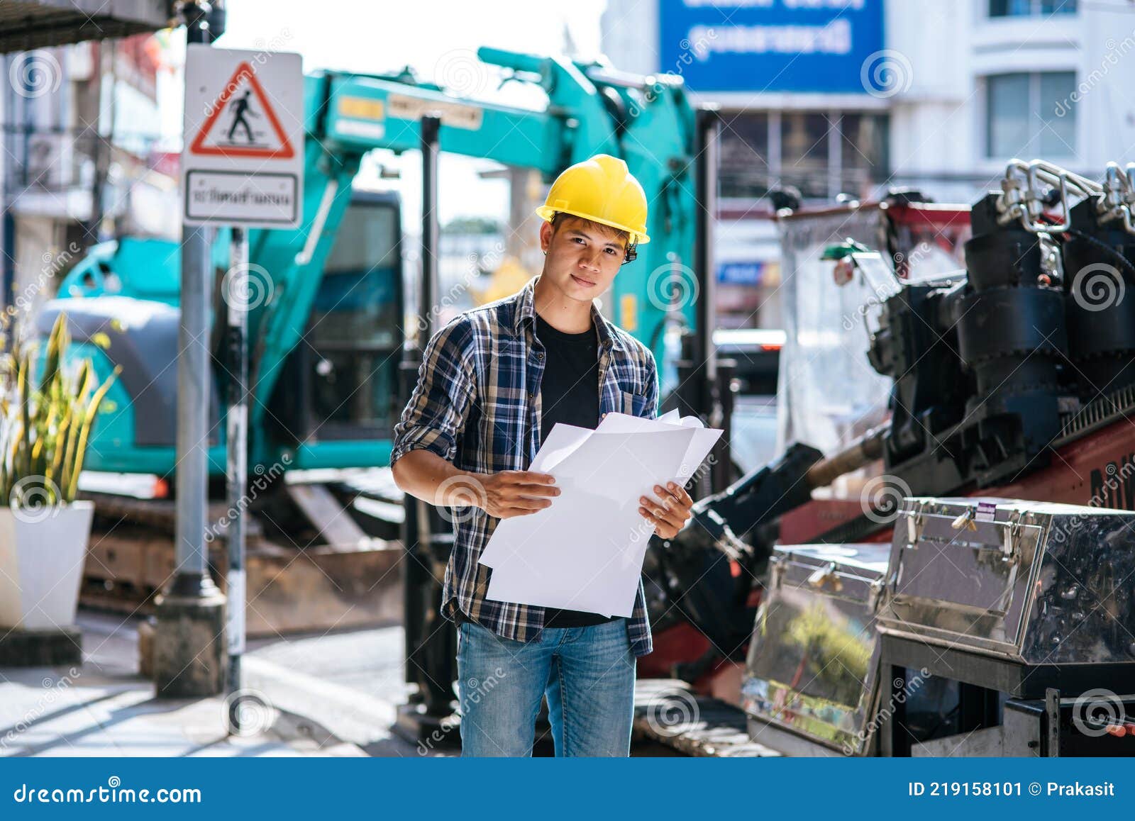 Civil Engineers Work on Large Road and Machinery Conditions Stock Image ...