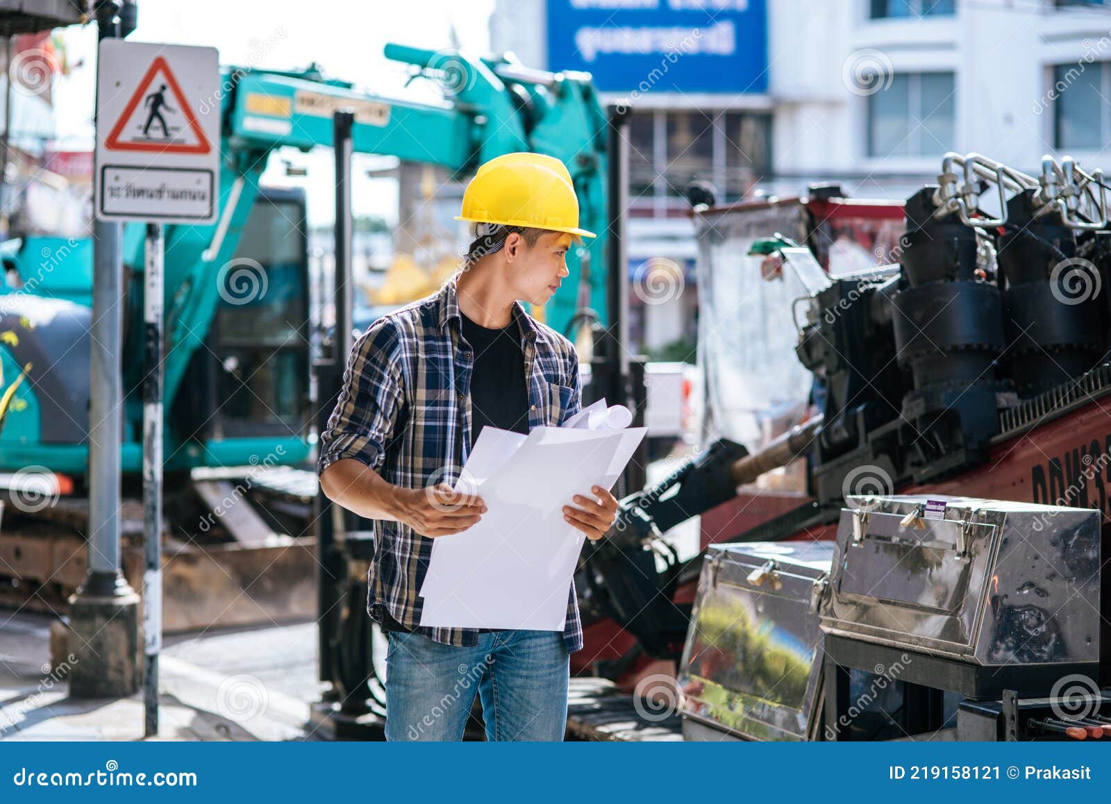 Civil Engineers Work on Large Road and Machinery Conditions Stock Image ...