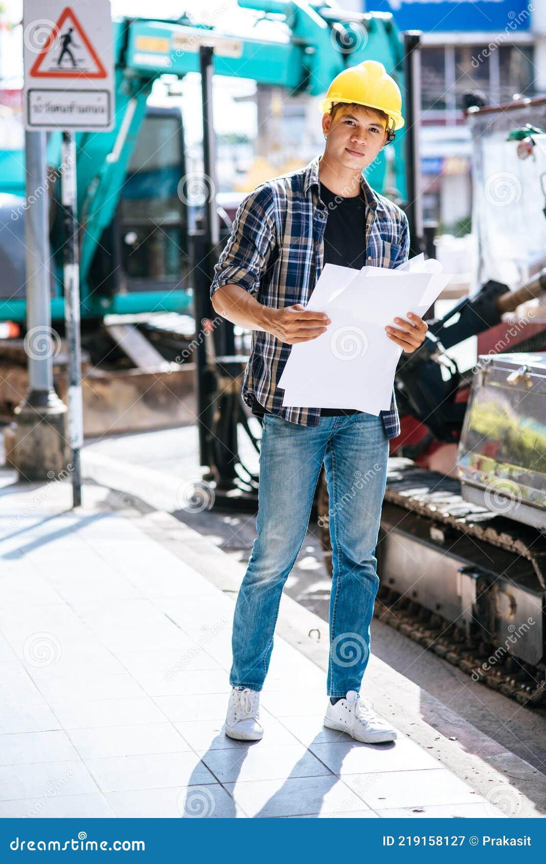 Civil Engineers Work on Large Road and Machinery Conditions Stock Image ...