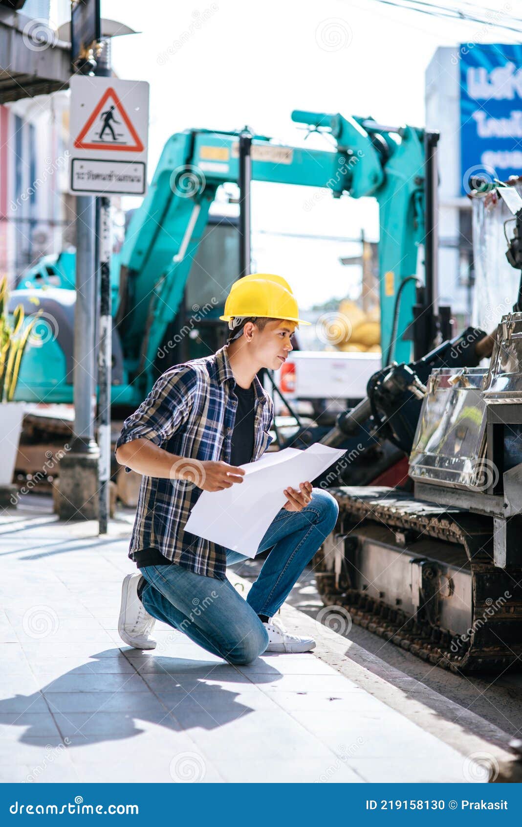 Civil Engineers Work on Large Road and Machinery Conditions Stock Photo ...