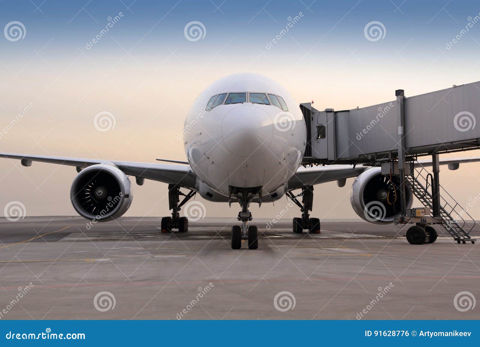 Civil Passenger Airplane Standing Near the Gate Stock Photo - Image of ...