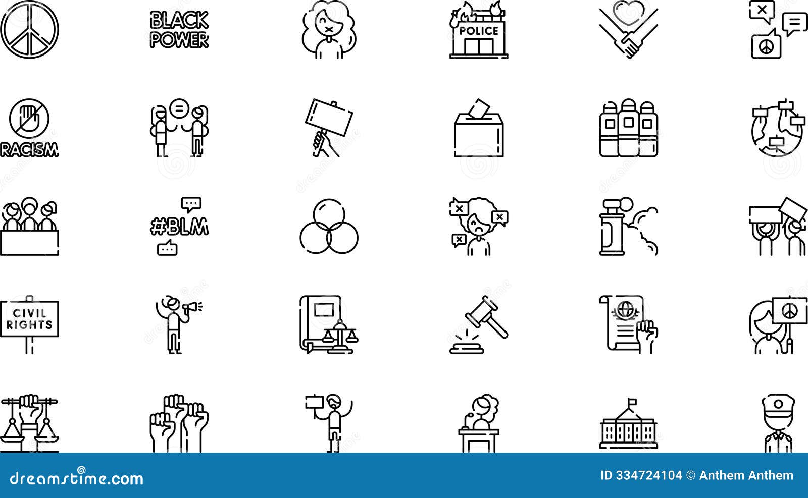 Civil Rights Movement Icons High-Quality Vector Icons Collection with ...
