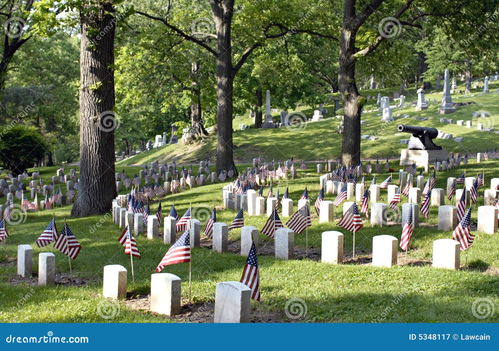 Civil War Cemetery with Flags Stock Image - Image of grass, garden: 5348117