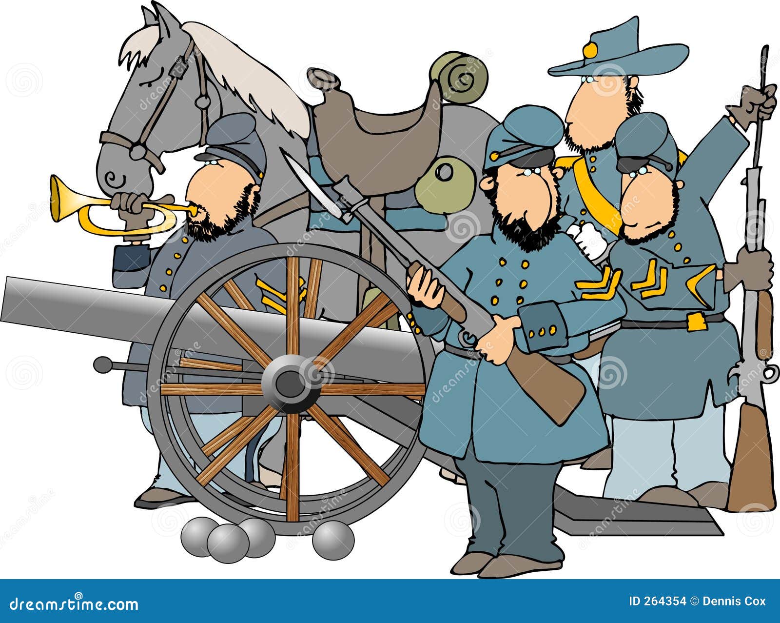 Civil War Soldiers and Cannon Stock Illustration - Illustration of ...