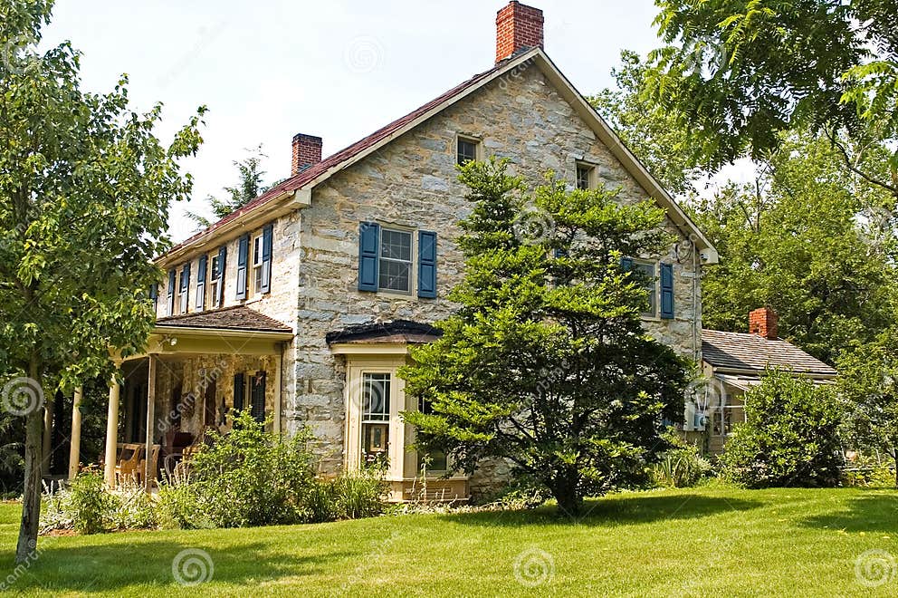 Civil War Stone House stock photo. Image of flower, lawn - 932980