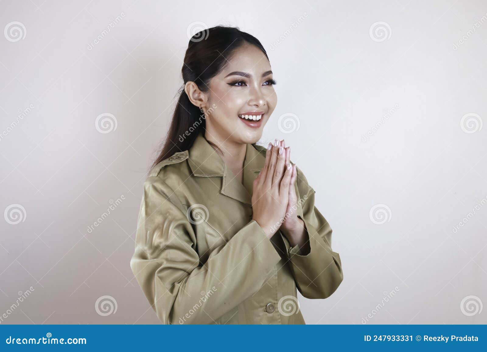 Civil Worker Greeting with a Hand Gesture and Smiling at Camera Stock ...
