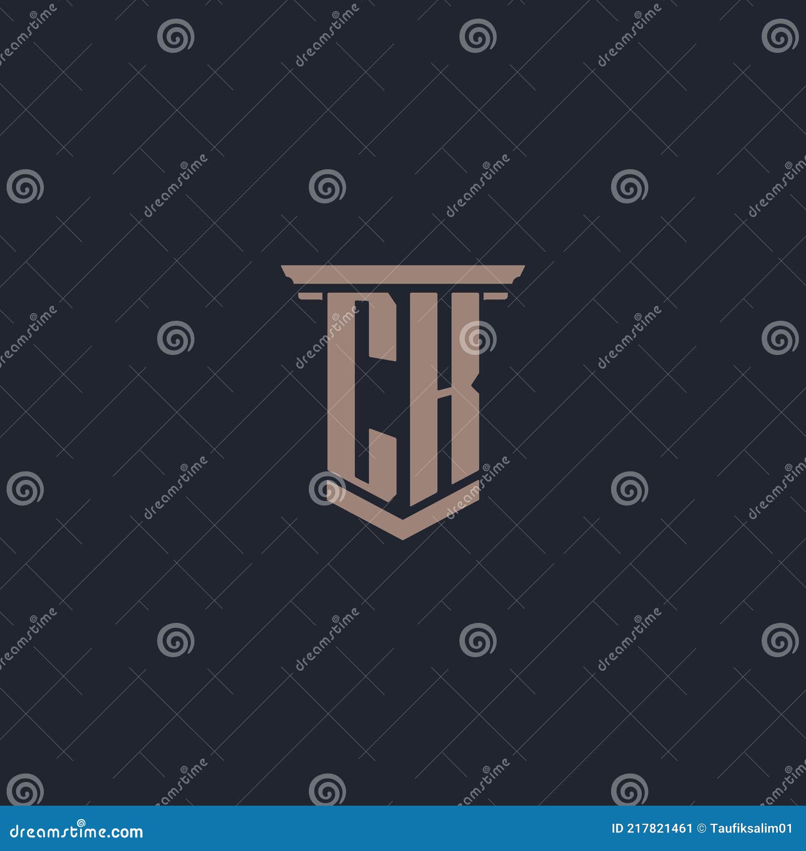 CK Initial Monogram Logo with Pillar Style Design Stock Vector ...
