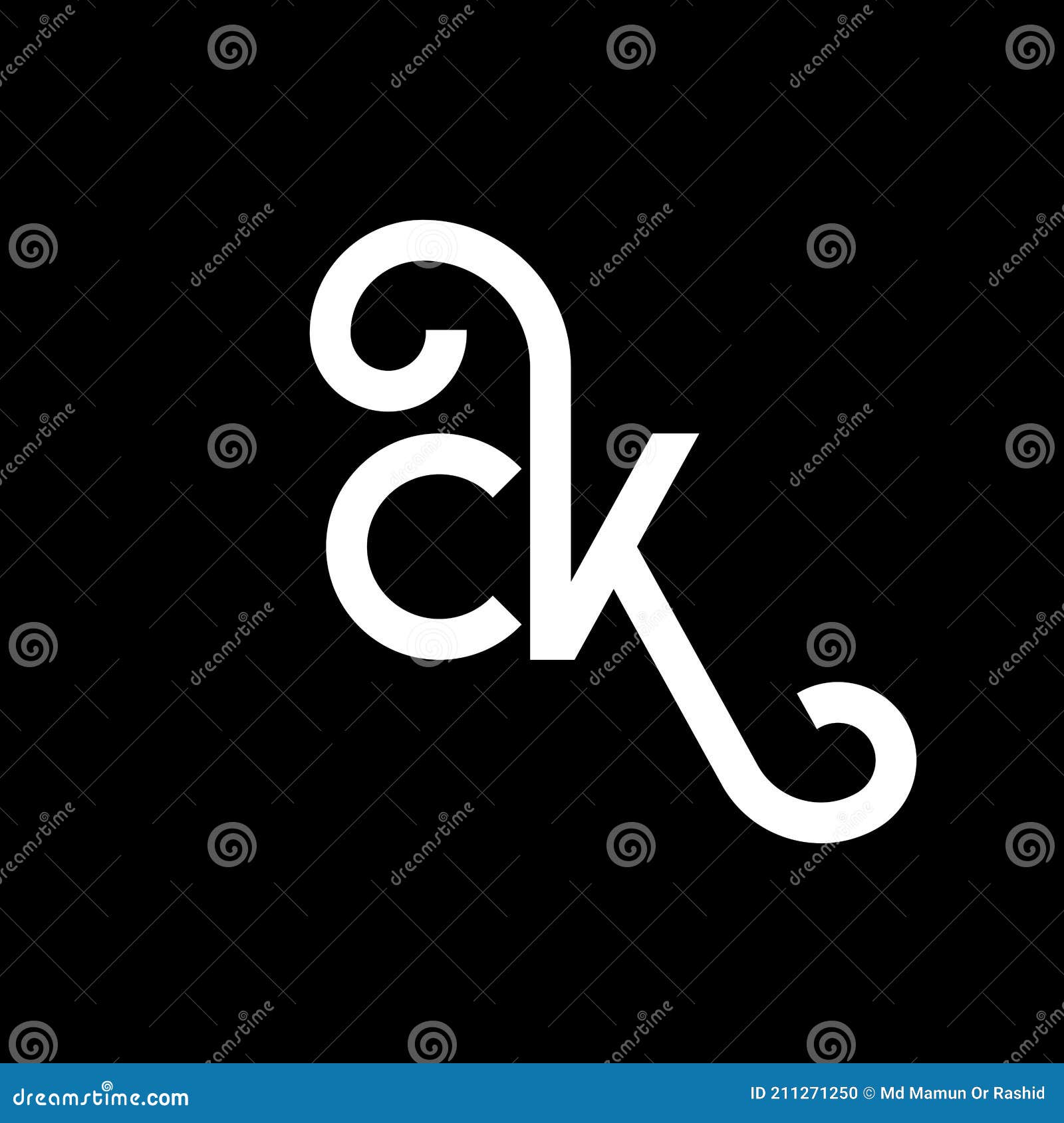 CK Letter Logo Design on Black Background. CK Creative Initials Letter ...