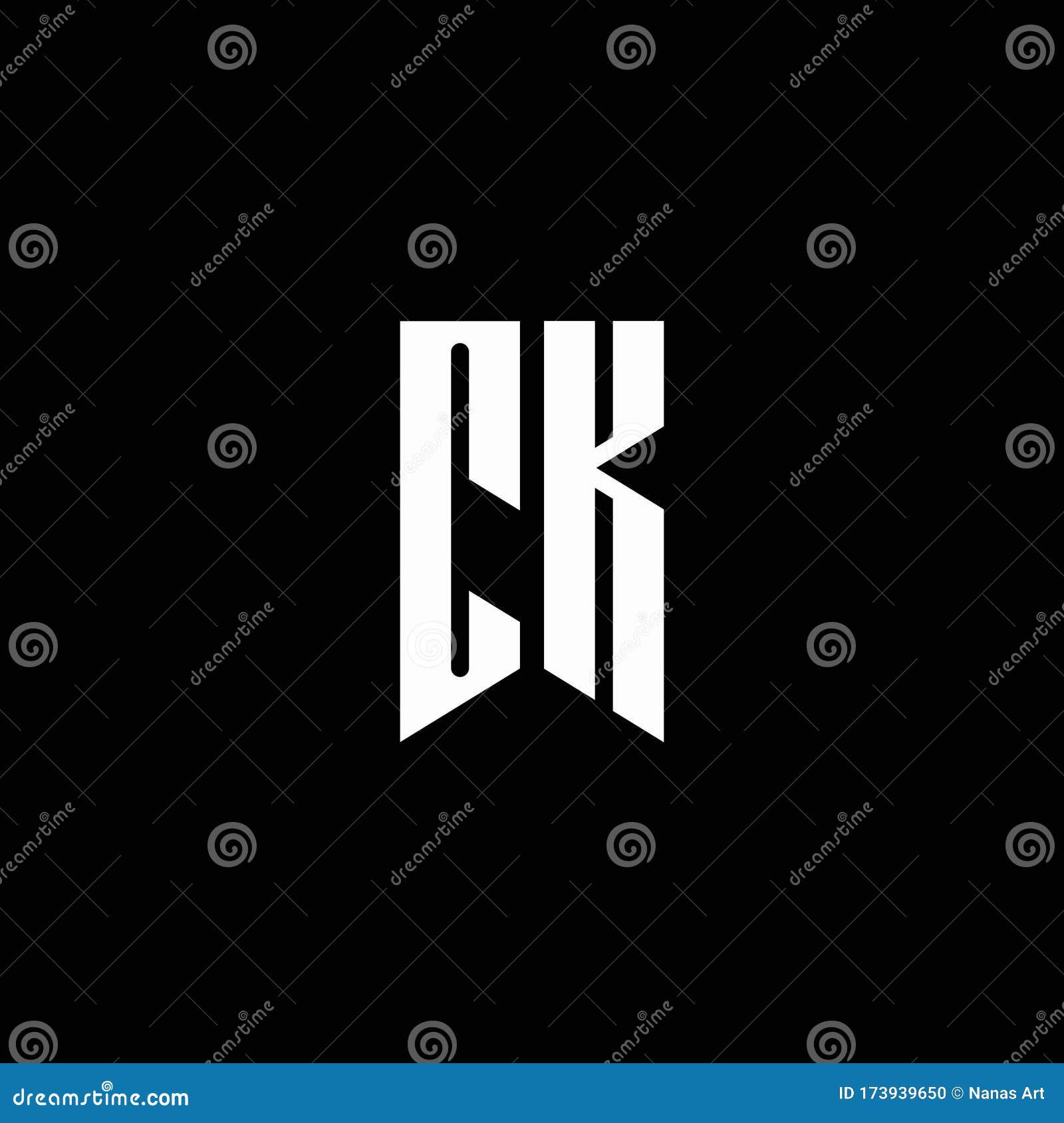 CK Logo Monogram with Emblem Style Isolated on Black Background Stock ...
