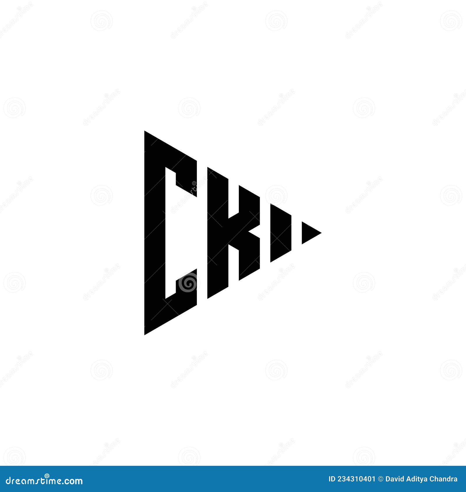 CK Logo Monogram Triangle Shape Play Button Stock Vector - Illustration ...