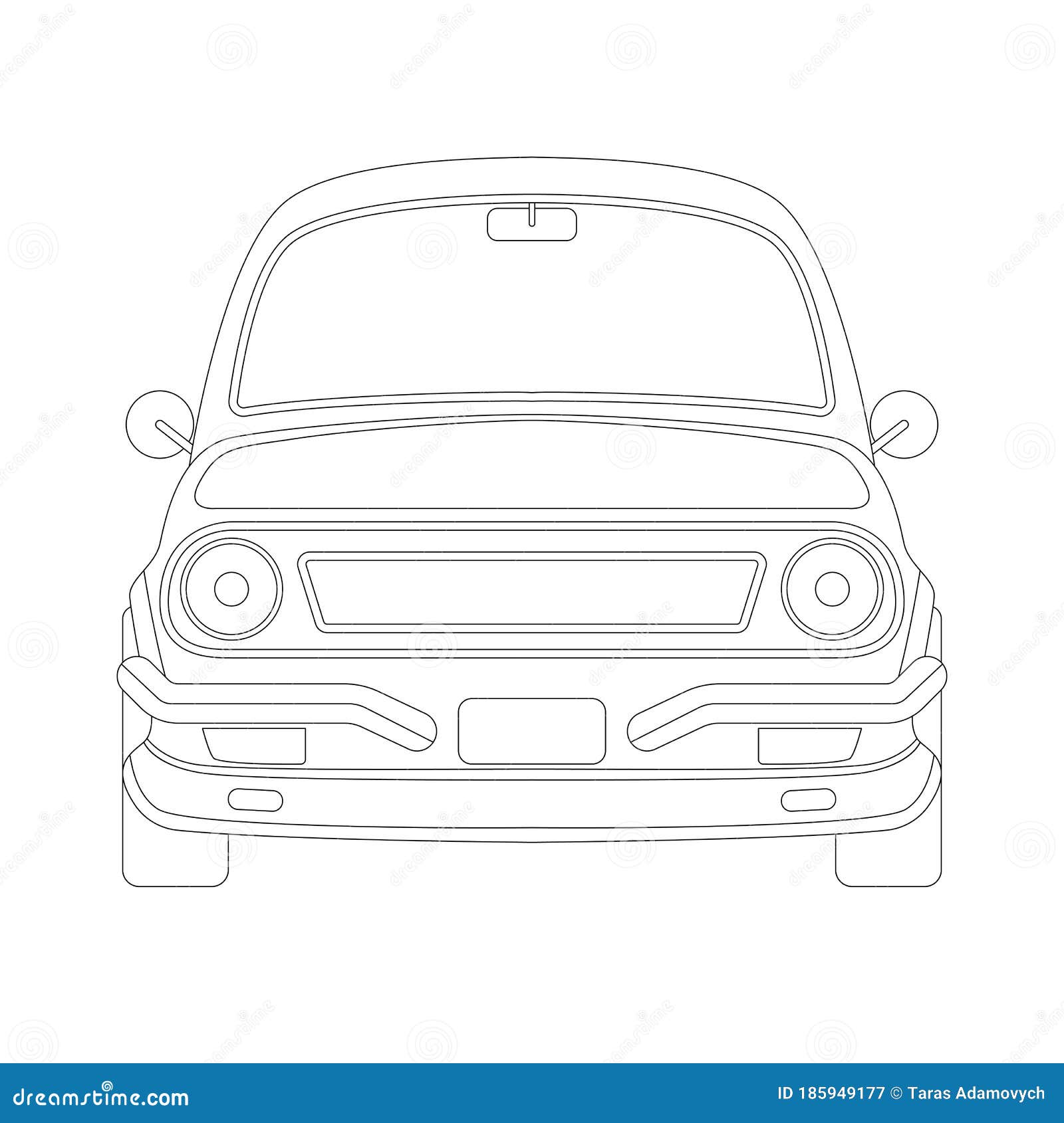 Ckassic Vintage Car Front View, Vector Illustration Stock Vector ...