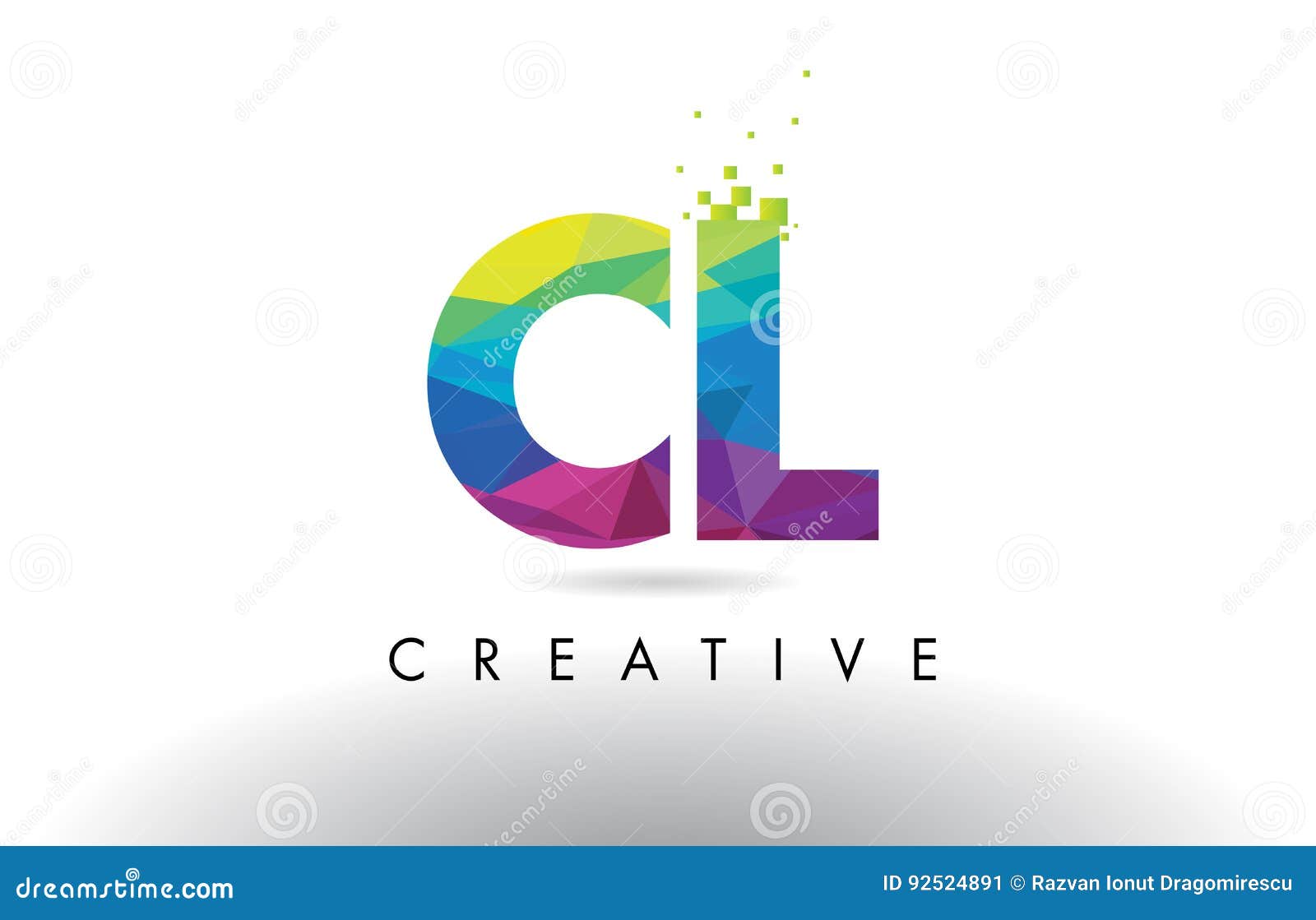 Cl C L Colorful Letter Origami Triangles Design Vector Stock Vector Illustration Of Logotype
