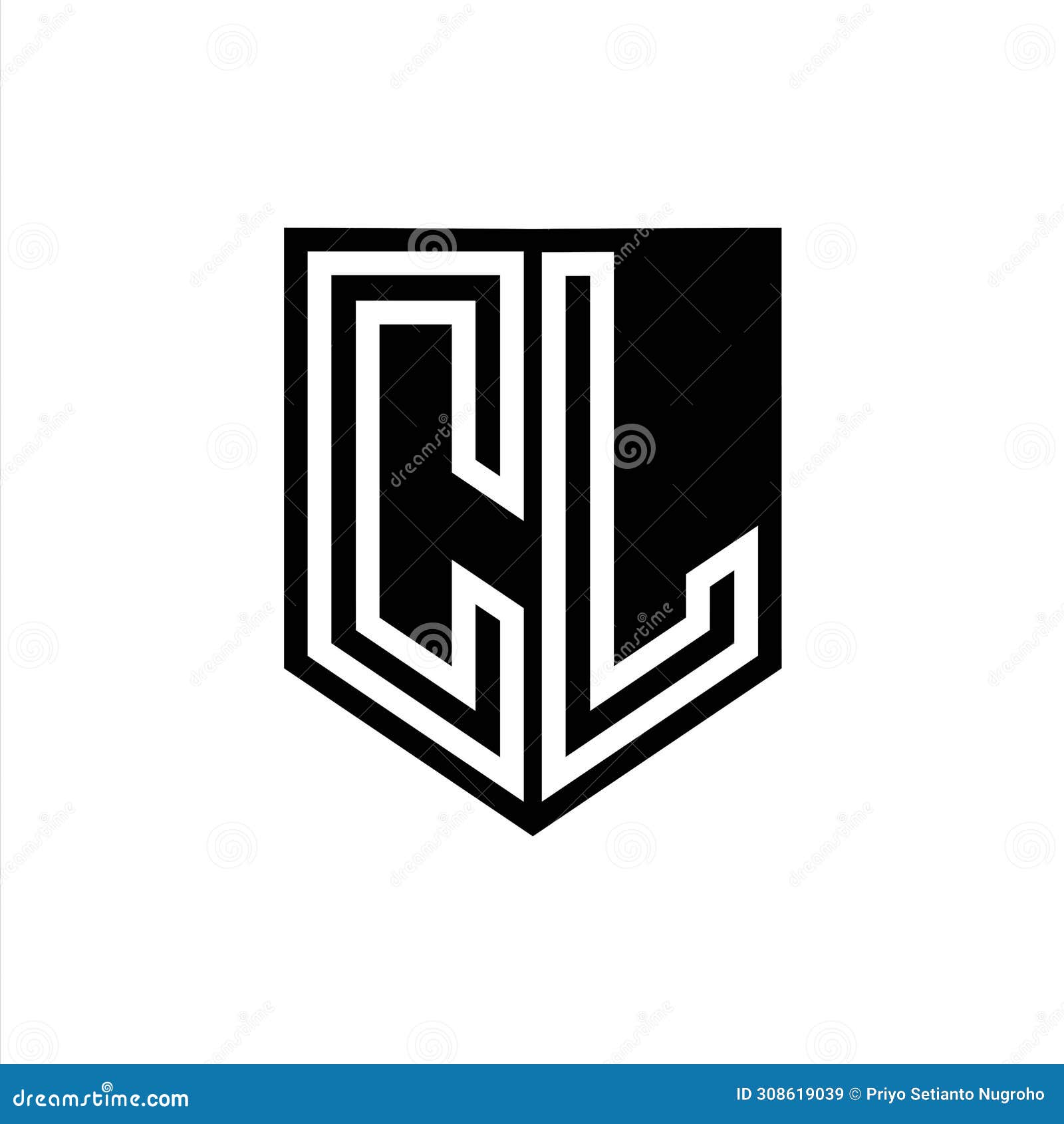CL Logo Monogram Shield Geometric White Line Inside Black Shield Color ...