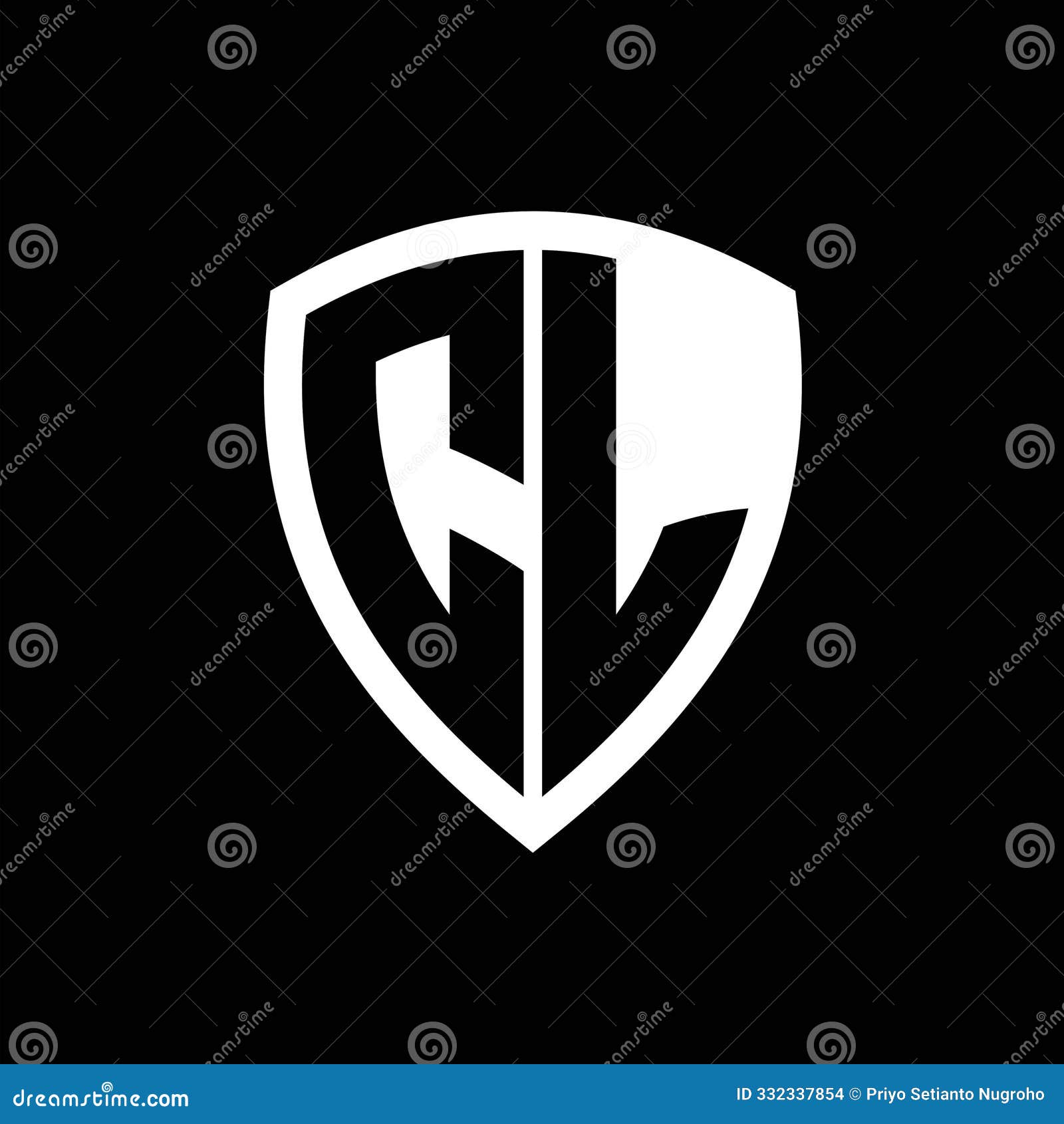 CL Monogram Logo with Bold Letters Shield Shape with Black and White ...