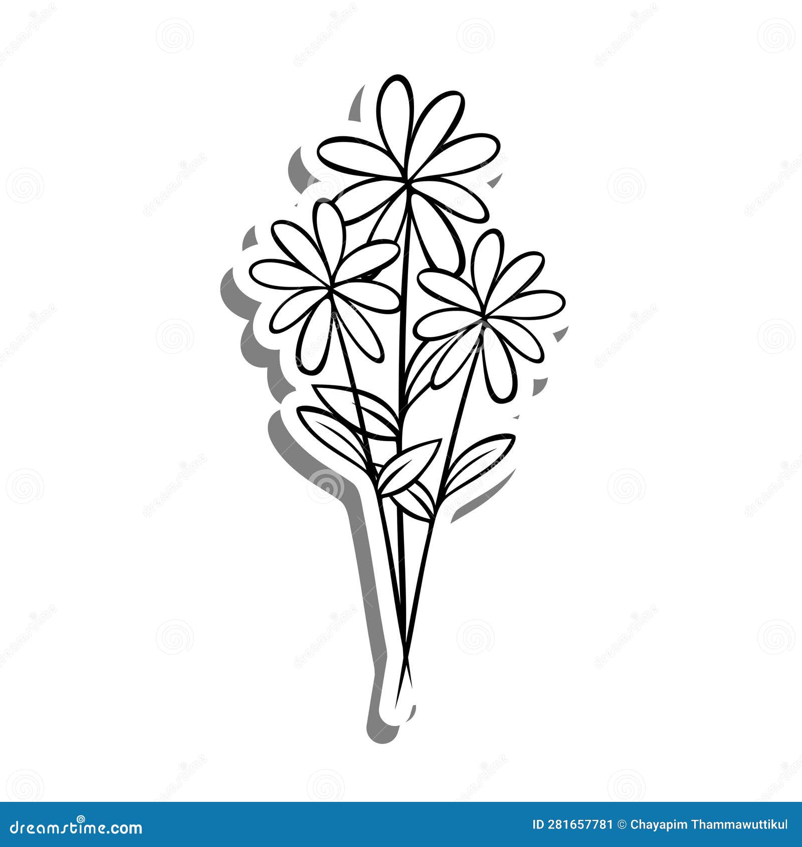 CL194 Three Daisy stock vector. Illustration of design - 281657781