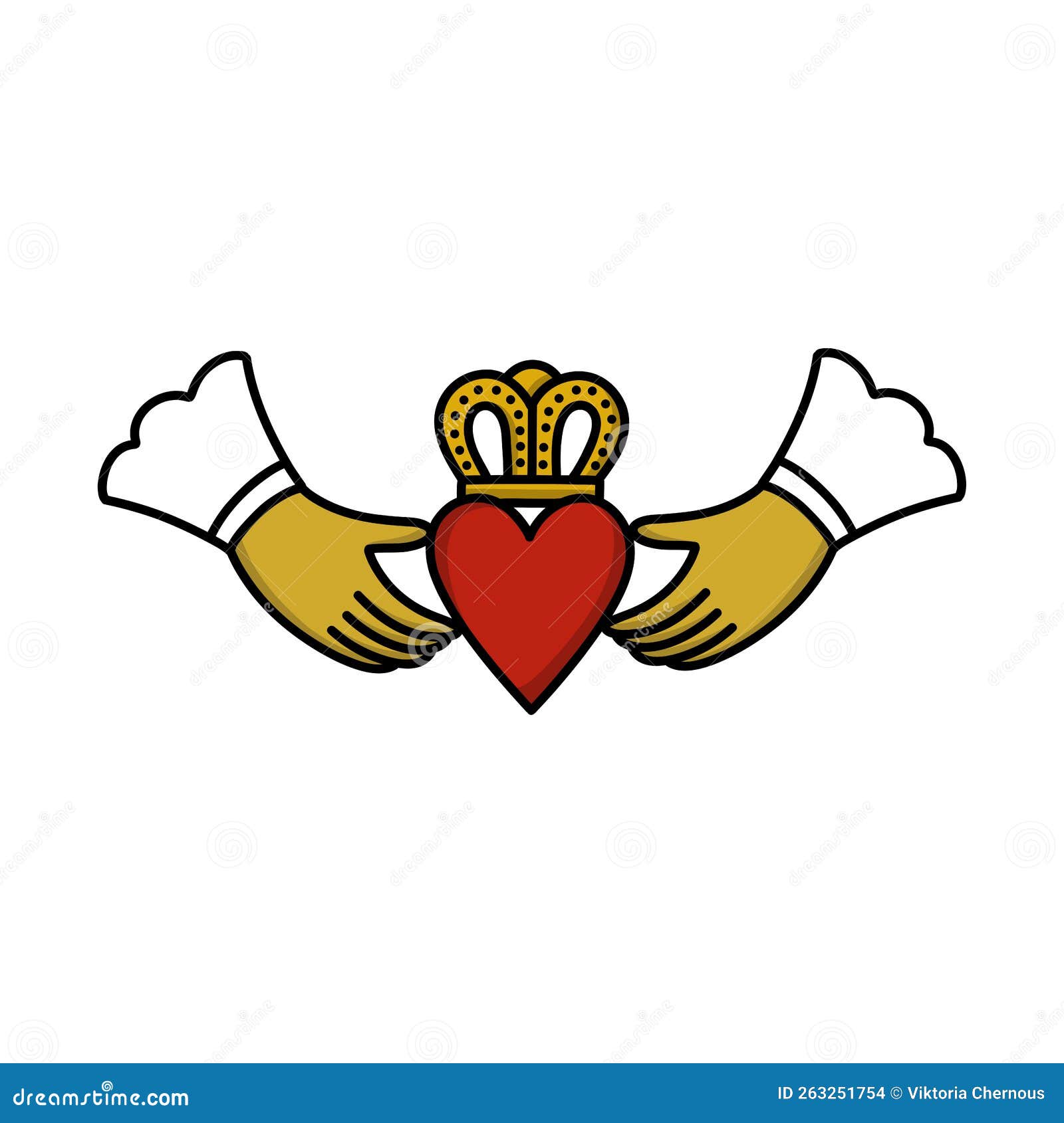 Claddagh Symbol Doodle Icon, Vector Color Line Illustration Stock ...