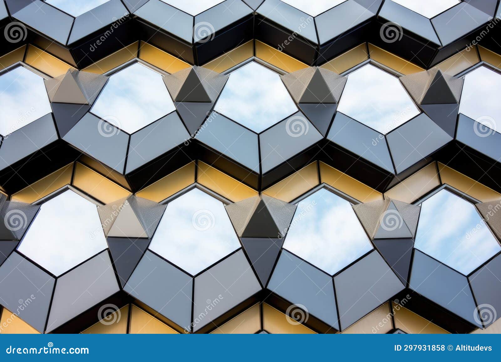 Cladding of a Modern Building Featuring Hexagonal Shapes Stock ...