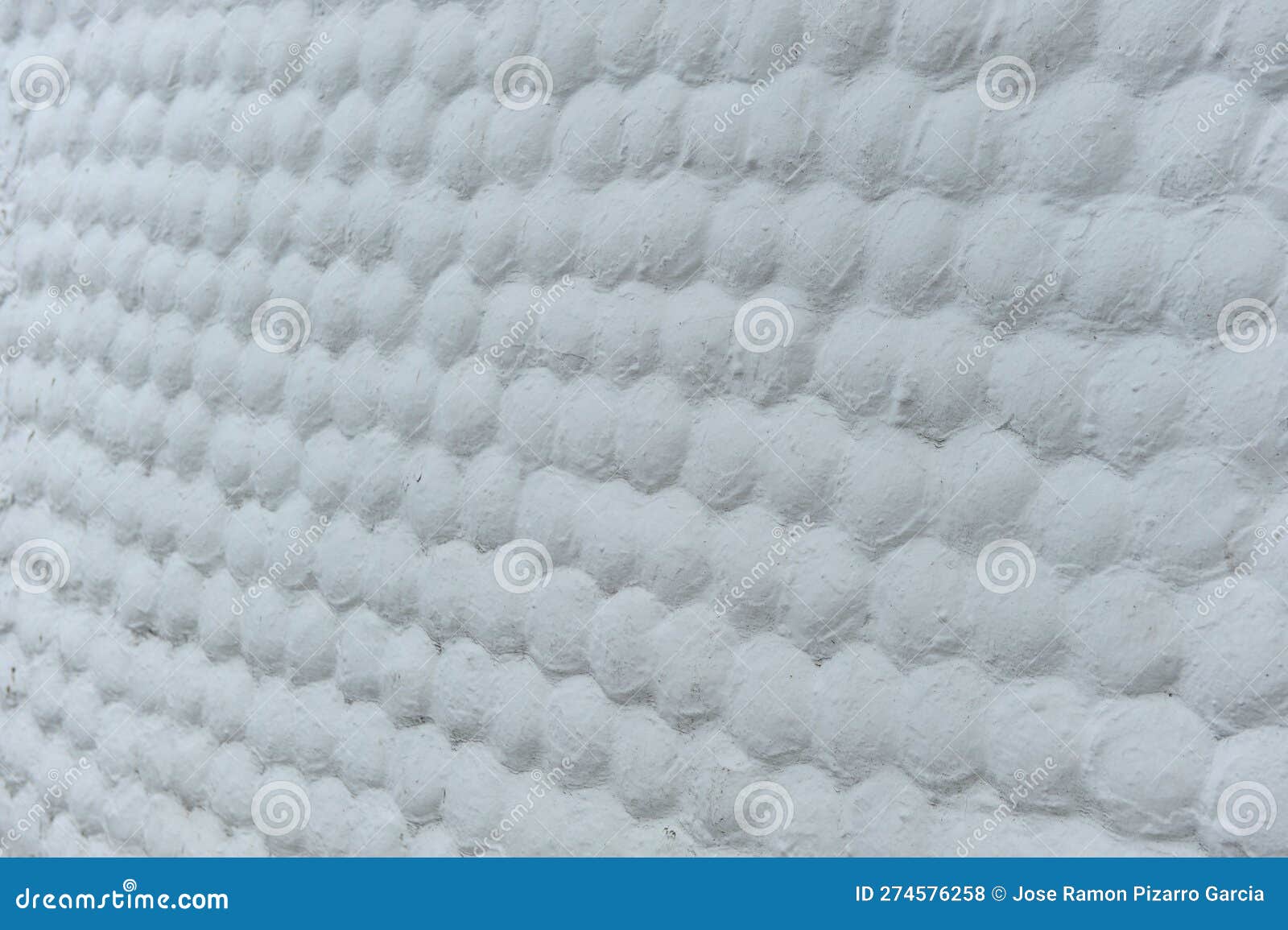 Cladding of a Whitewashed Wall with Rounded Mortar Pellets. Stock Photo ...