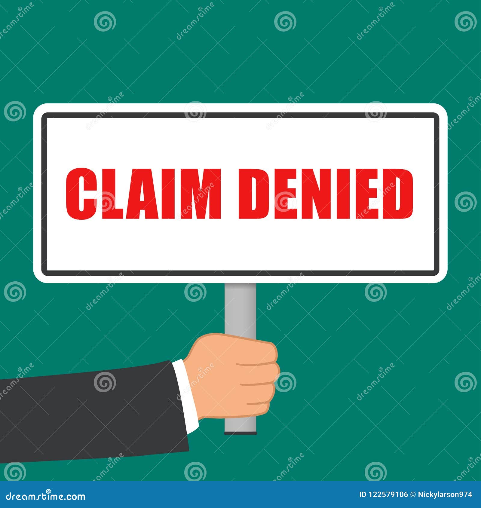 CLAIM DENIED On Blue Dialogue Bubbles. Isolated On White Background ...