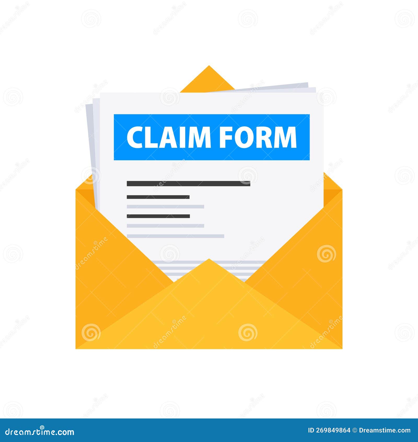 Claim Form Document in Mail. Insurance Application Form Stock Vector ...