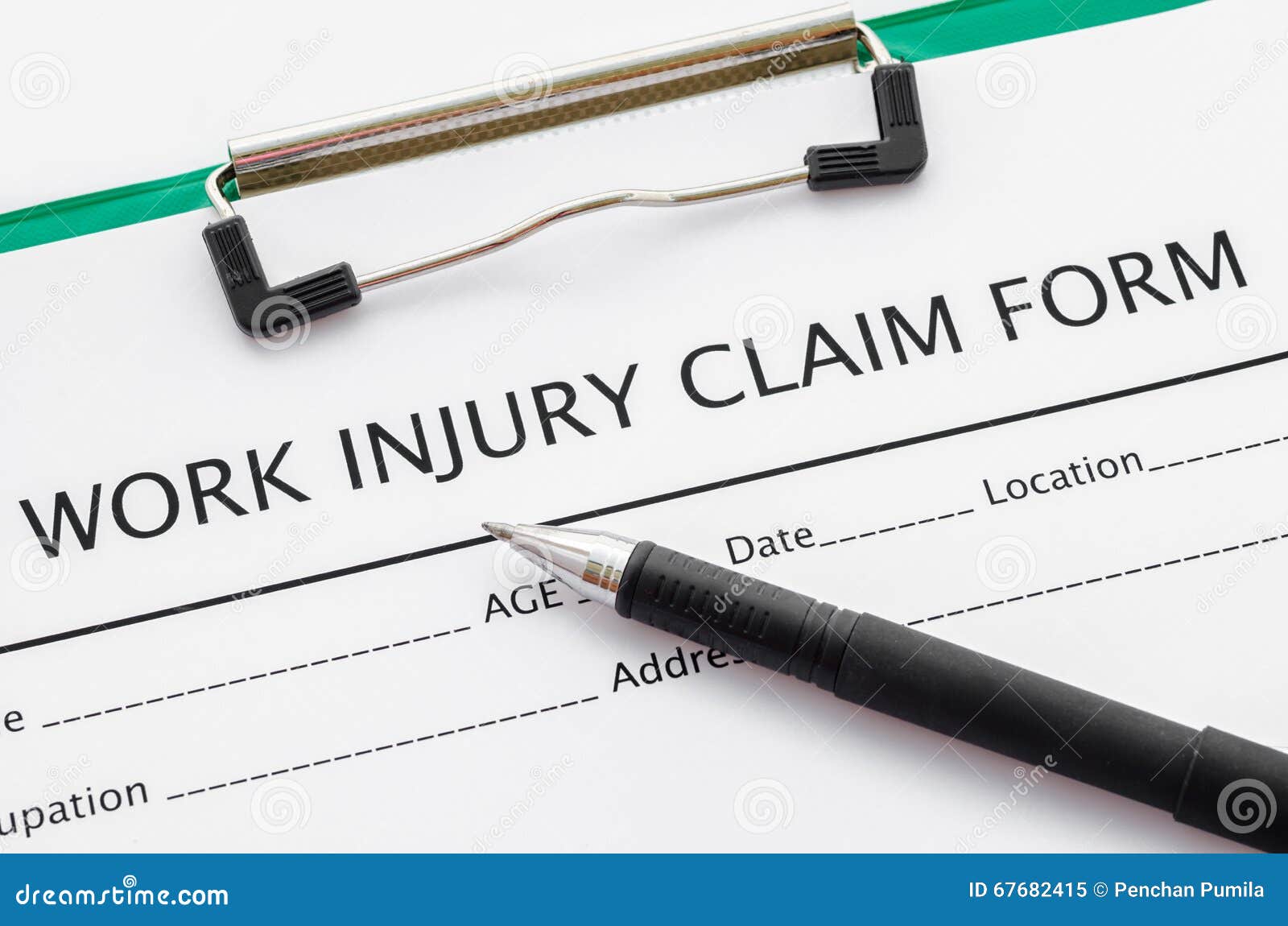 Claim Form for an Injury at Work. Stock Image - Image of benefits, form ...