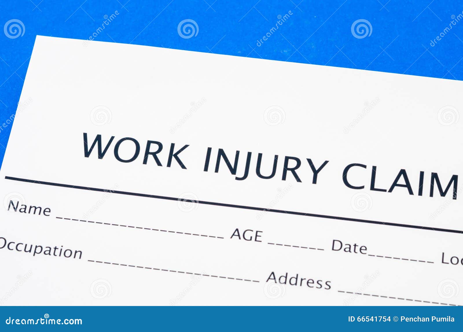 Claim Form for an Injury at Work Stock Photo - Image of insurance ...