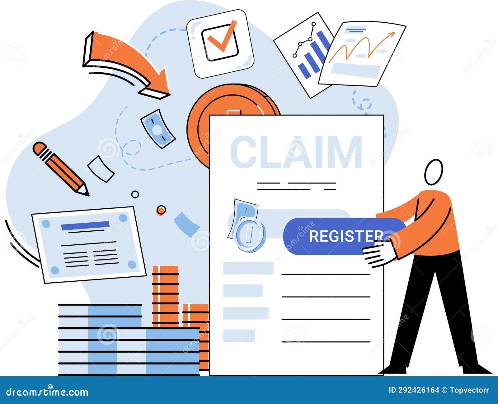 Claim Form Man Filling Out Checklist Write Personal Information into ...