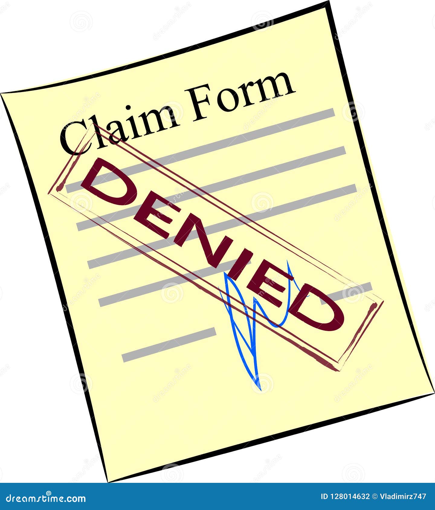 Claim Form with Stamp Denied Stock Vector - Illustration of flat ...