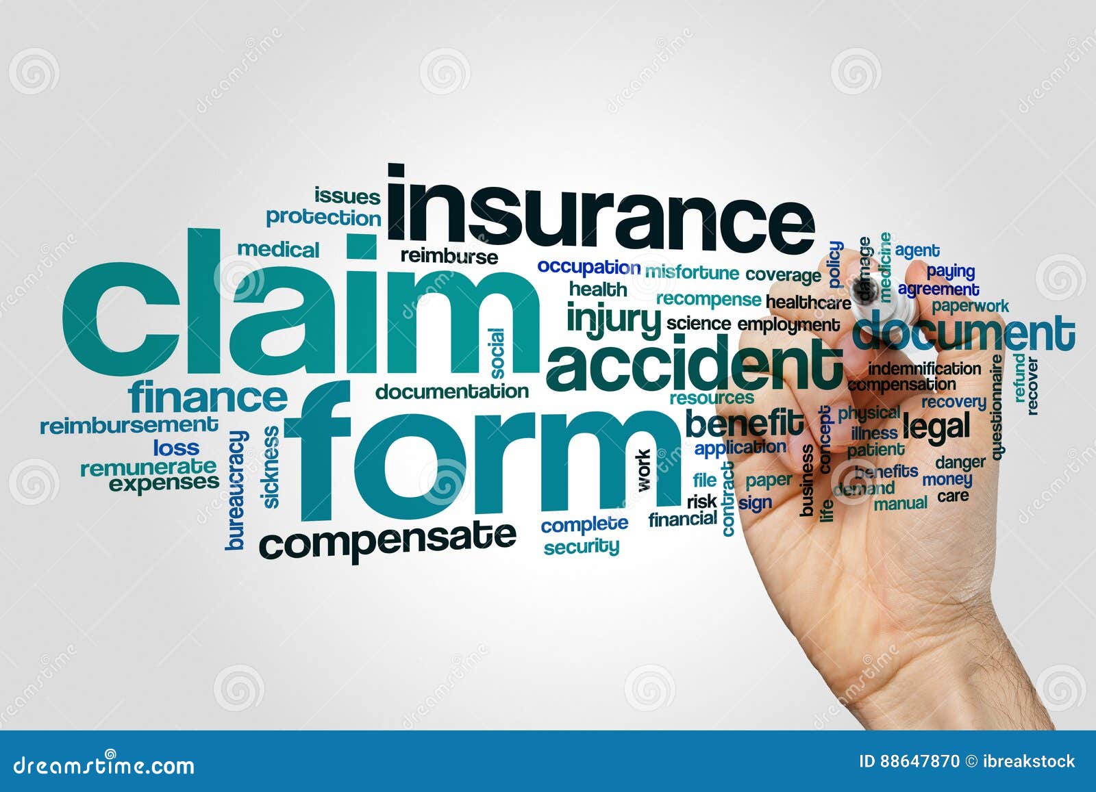 Claim Form Word Cloud Concept on Grey Background Stock Illustration ...