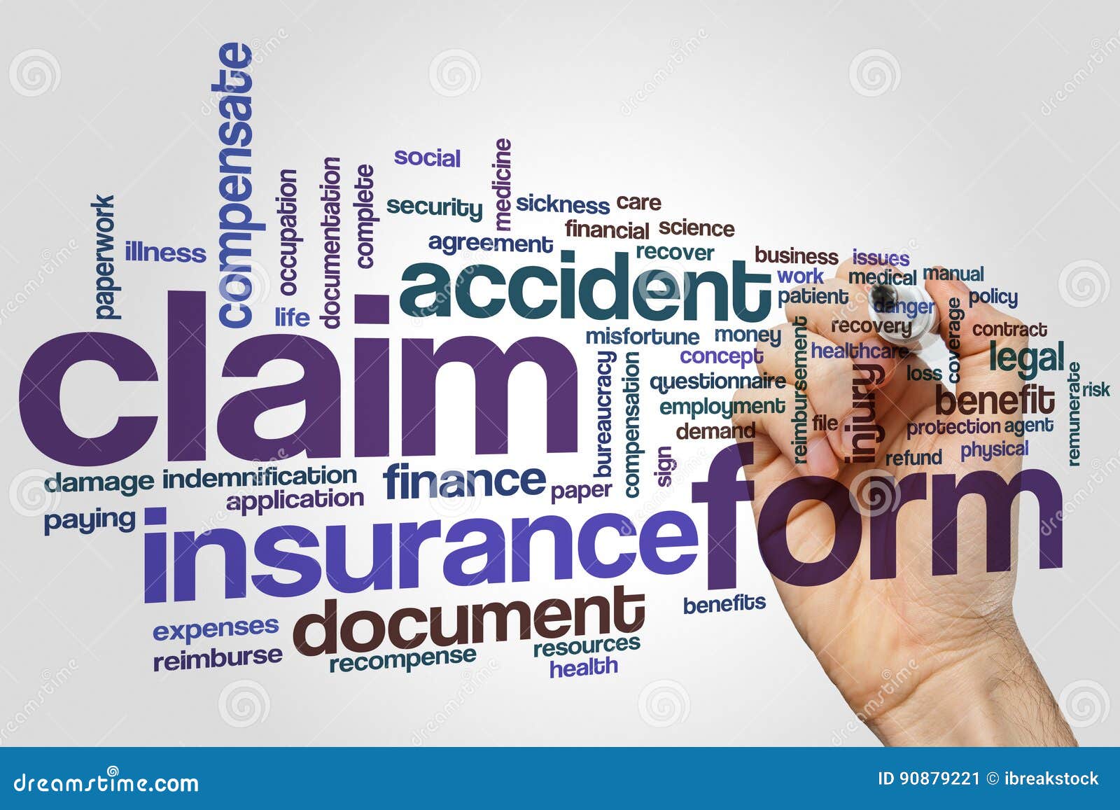 Claim Form Word Cloud Concept on Grey Background Stock Image - Image of ...