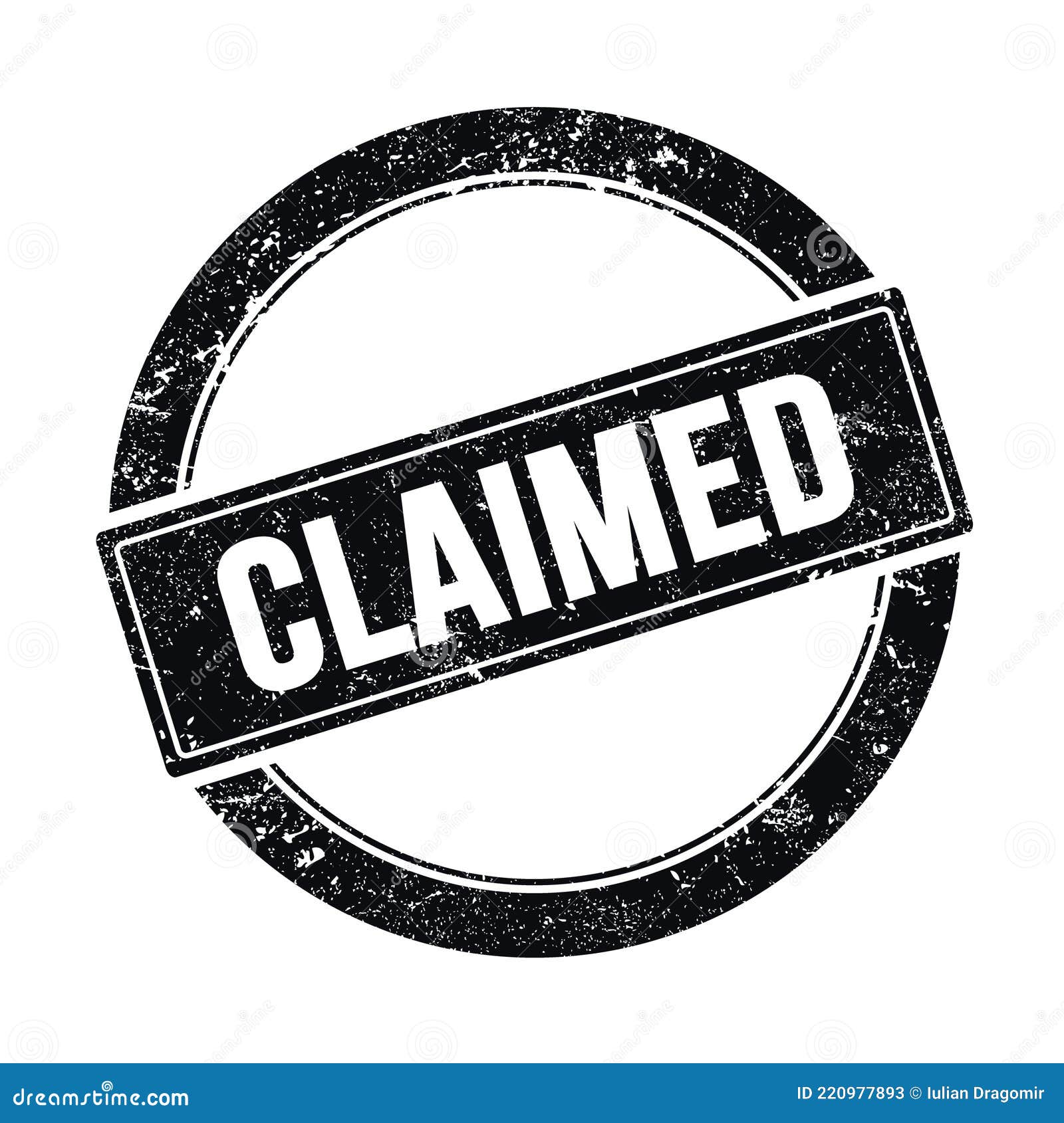 CLAIMED Text on Black Grungy Round Stamp Stock Illustration ...
