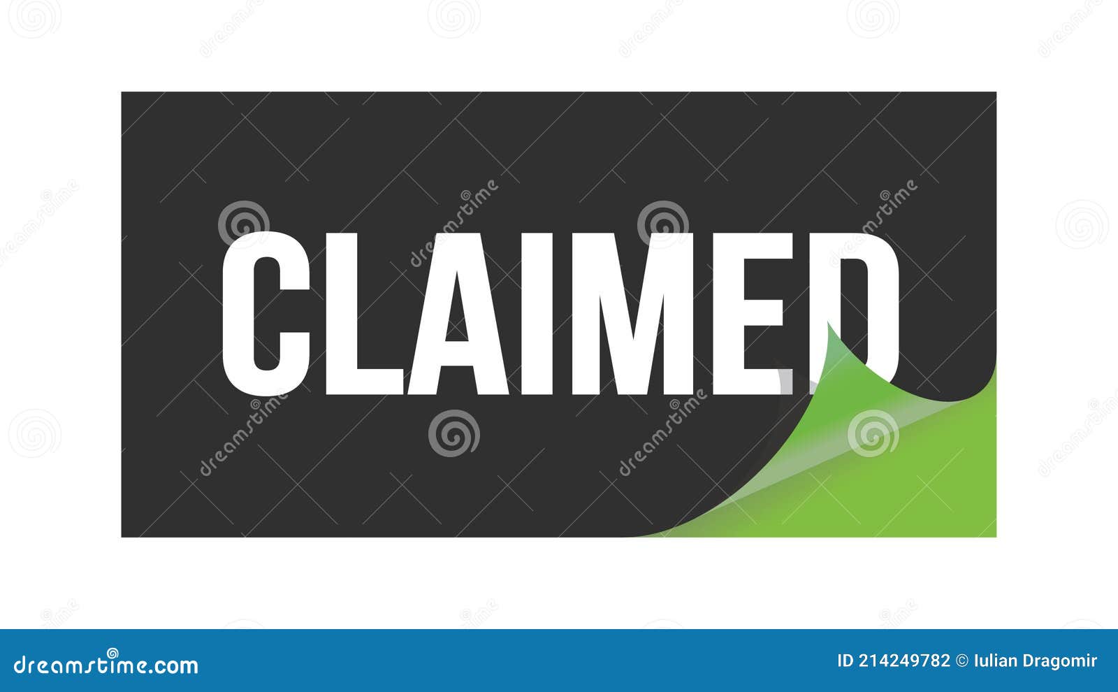 CLAIMED Text Written on Black Green Sticker Stock Illustration ...