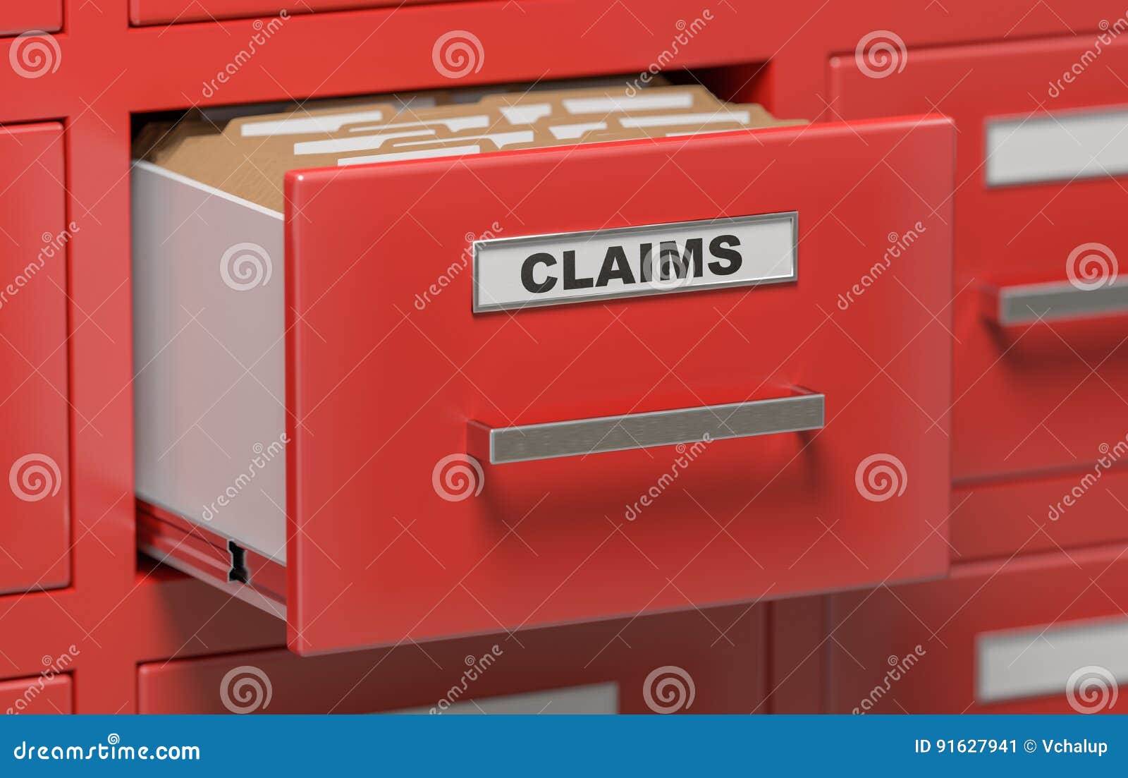 Claims Files and Documents in Cabinet in Office. 3D Rendered ...