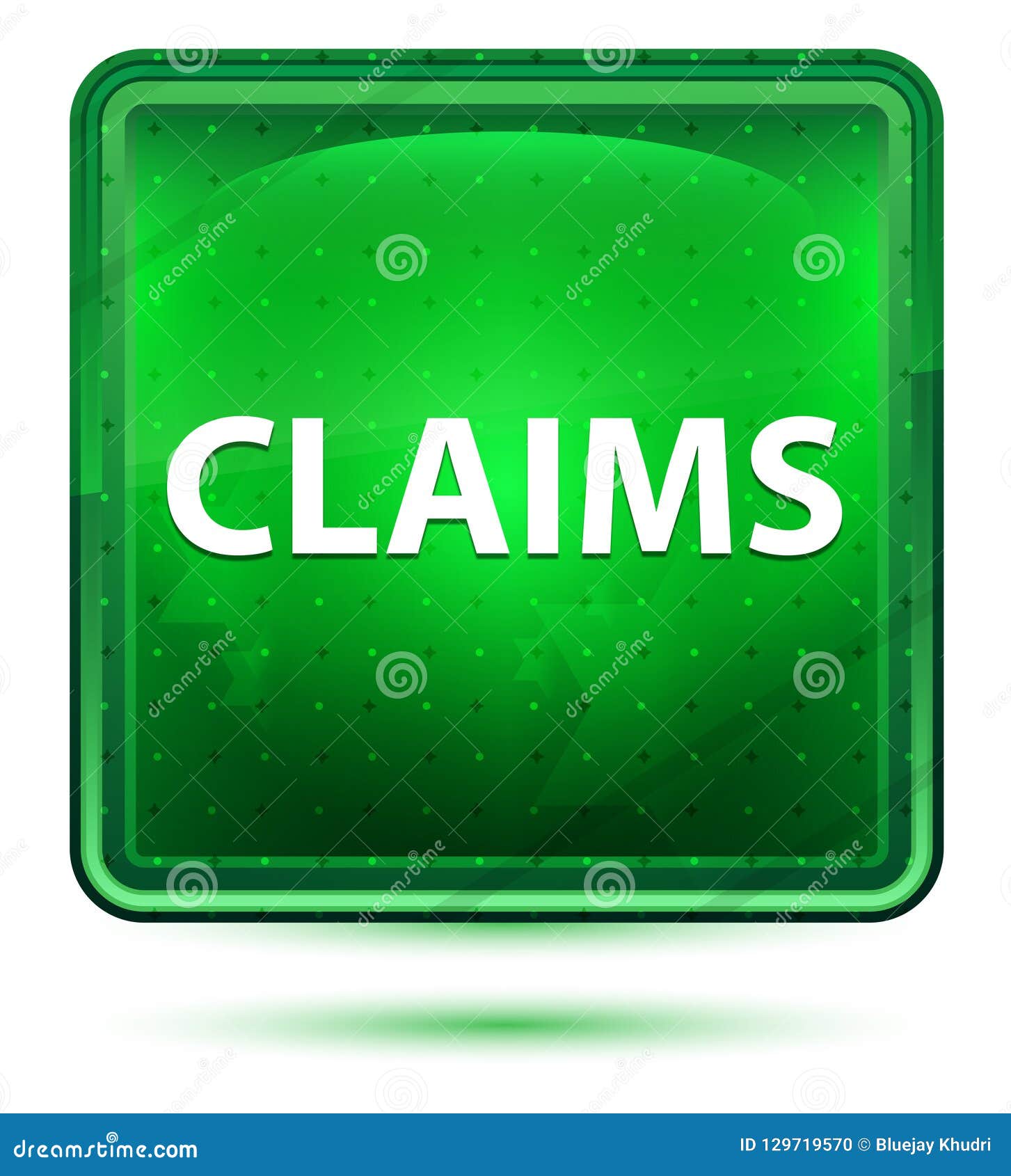 Claims Neon Light Green Square Button Stock Illustration - Illustration ...