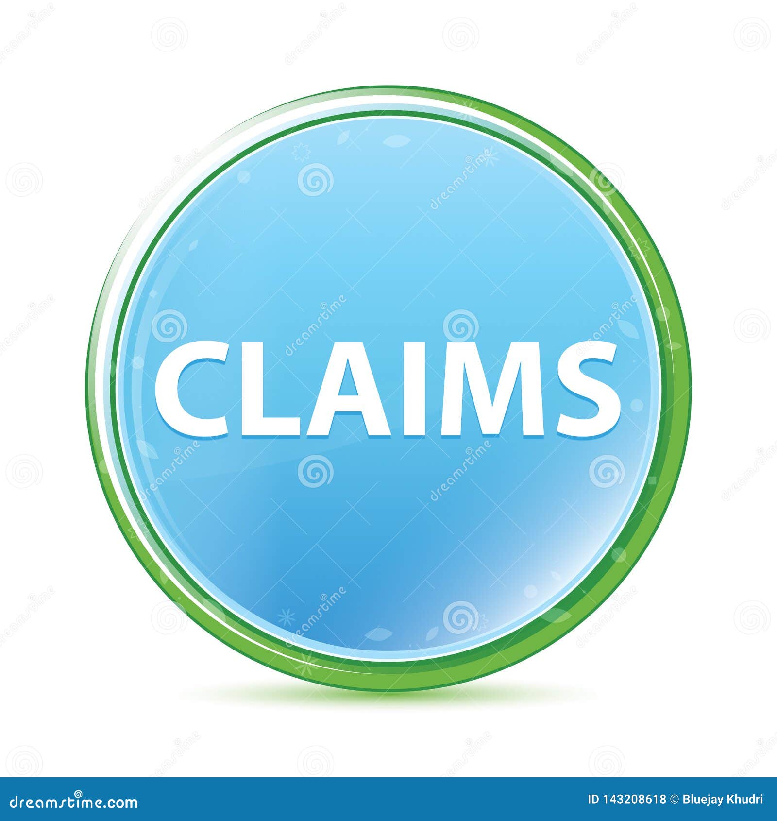 Claims Natural Aqua Cyan Blue Round Button Stock Illustration ...