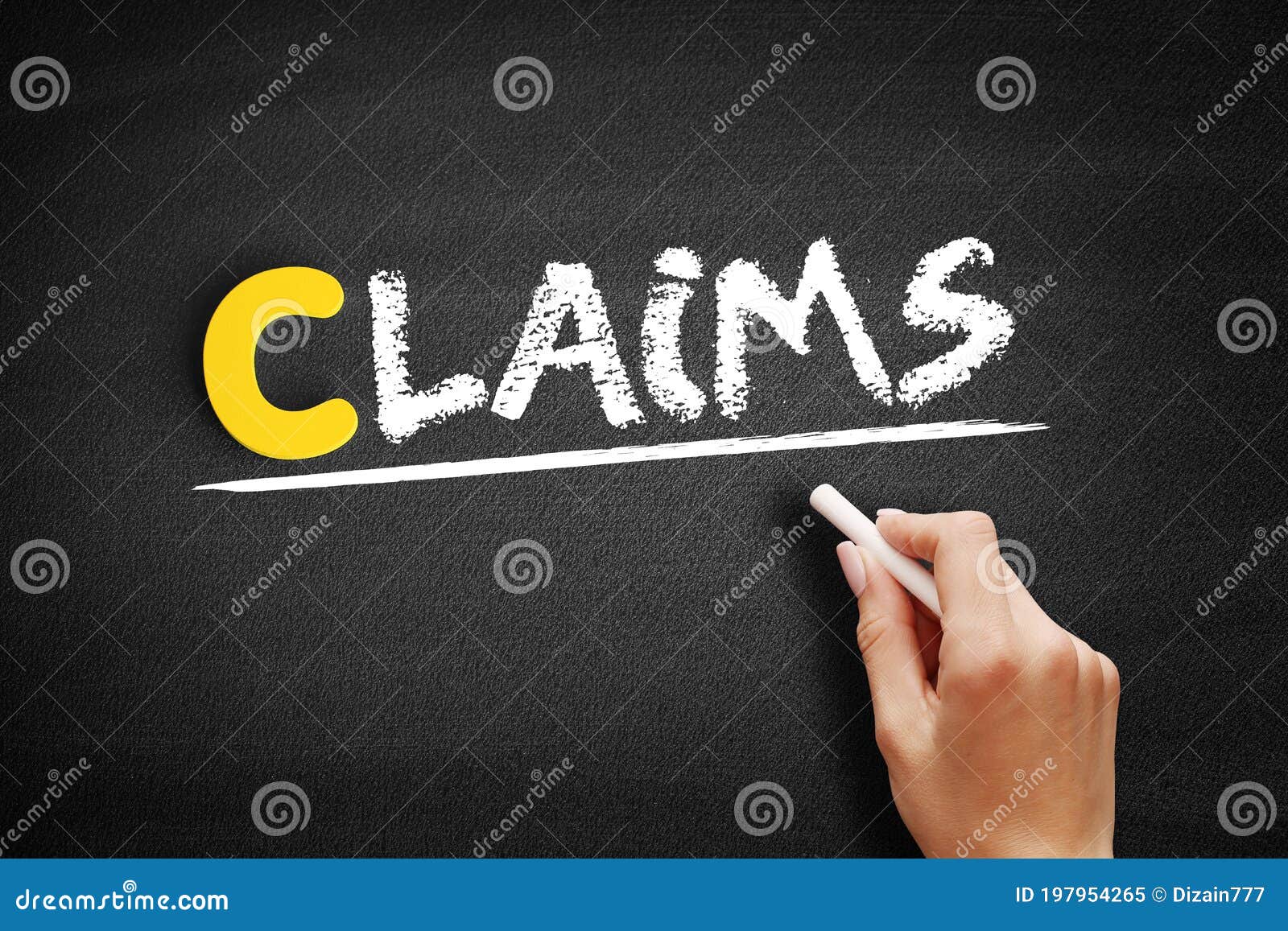 Claims text on blackboard stock image. Image of employee - 197954265