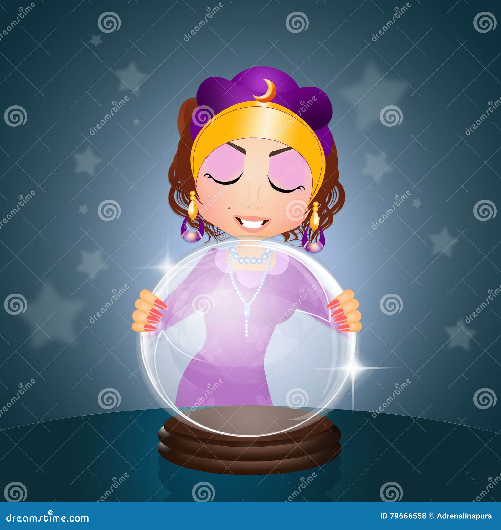 Clairvoyant with Crystal Ball Stock Illustration - Illustration of ...
